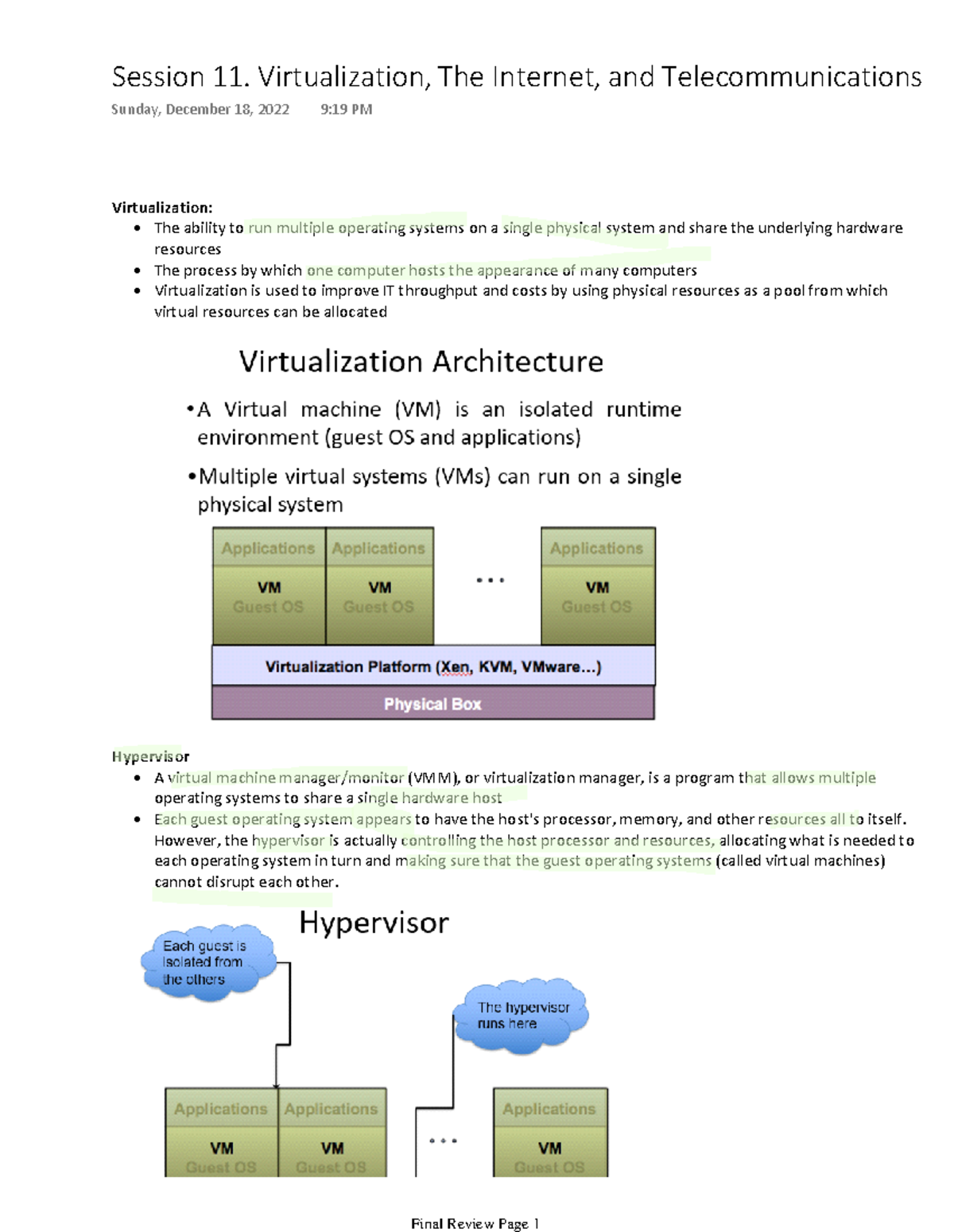Session 11. Virtualization, The Internet, and Telecommunications ...