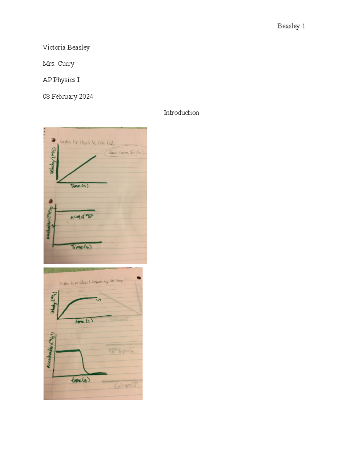 Cargo Drop - Analysis Report - Victoria Beasley Mrs. Curry AP Physics I ...