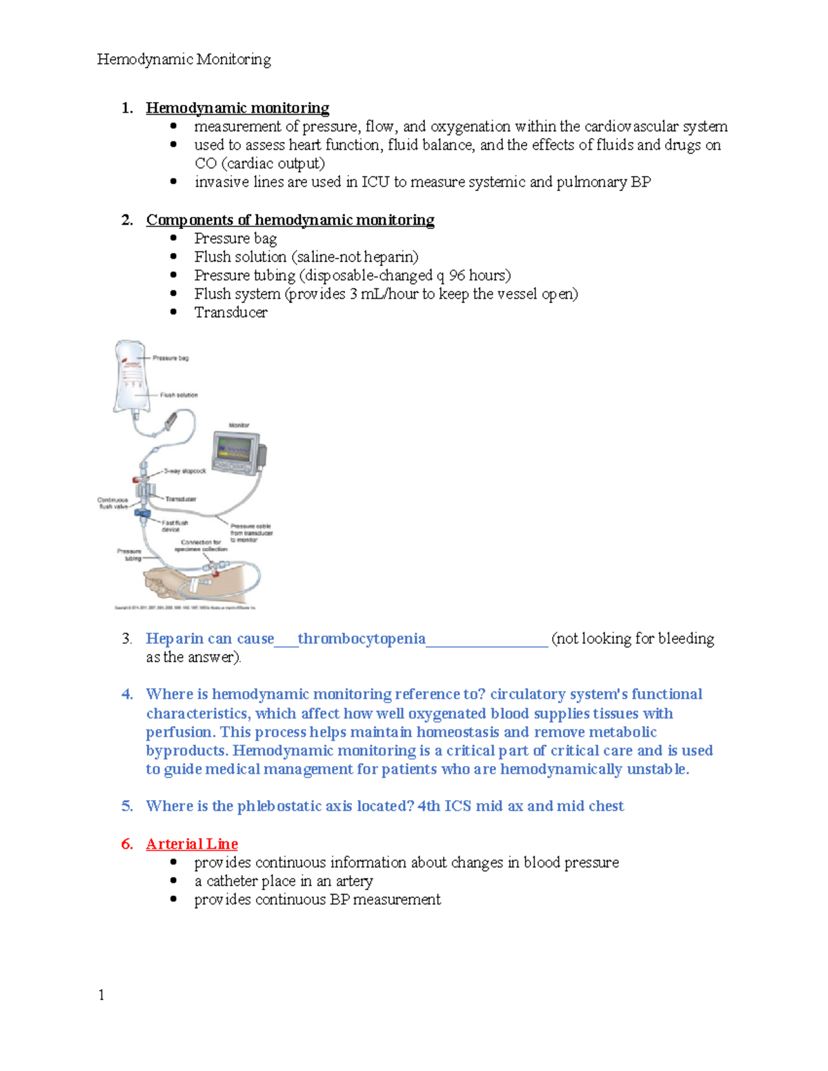 Students Hemodynamic Monitoring - Hemodynamic monitoring measurement of ...