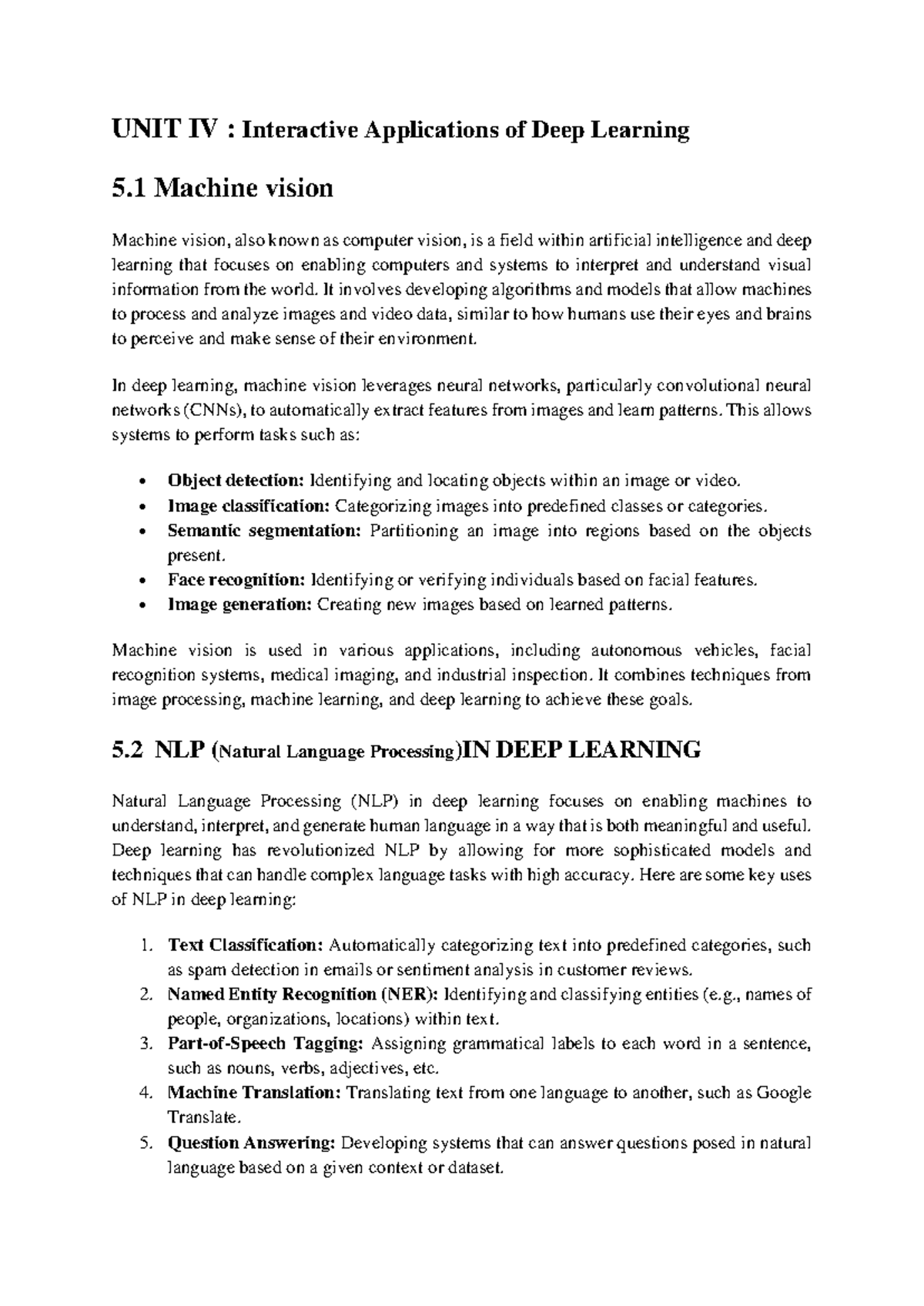 UNIT FIVE DLT - Deep learning techniques - UNIT IV : Interactive ...