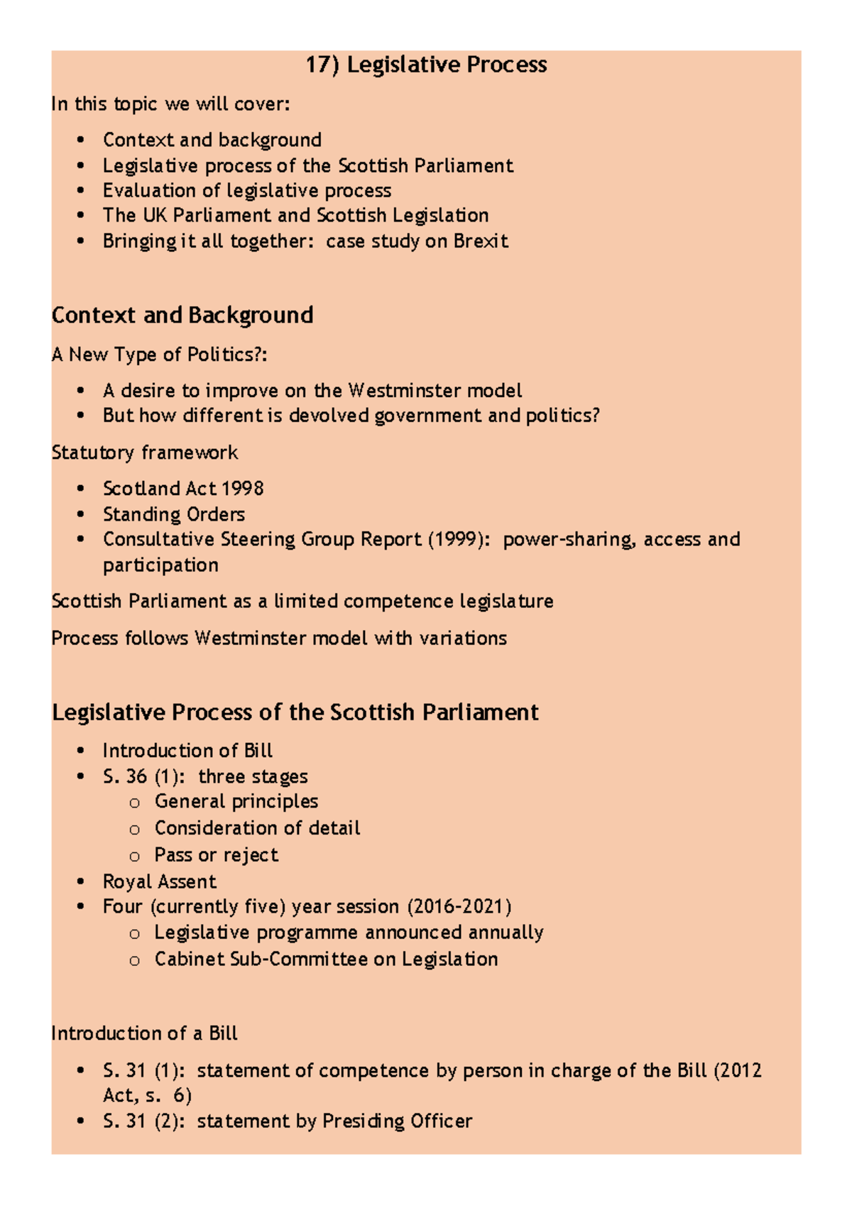 17. Legislative Process - 17) Legislative Process In this topic we will ...