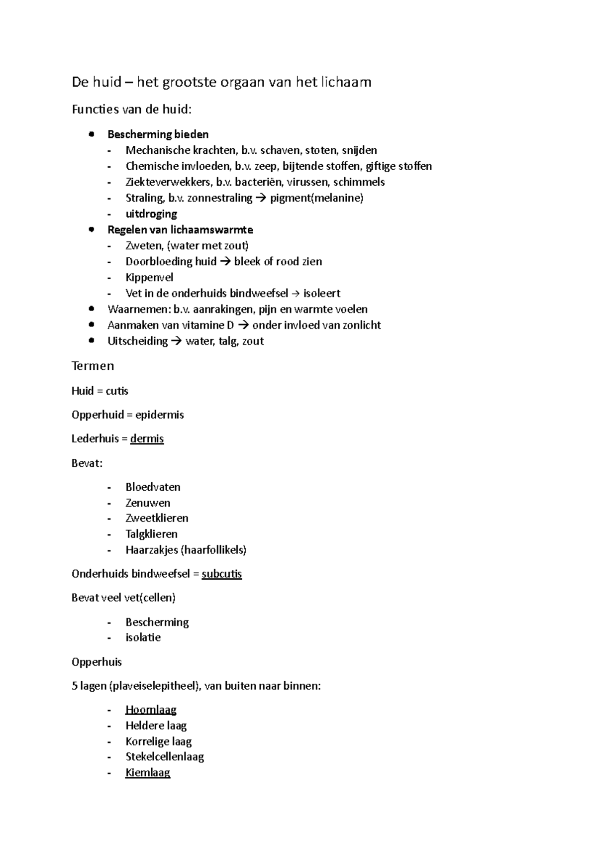 De huid - korte samenvatting over de huis - De huid – het grootste ...