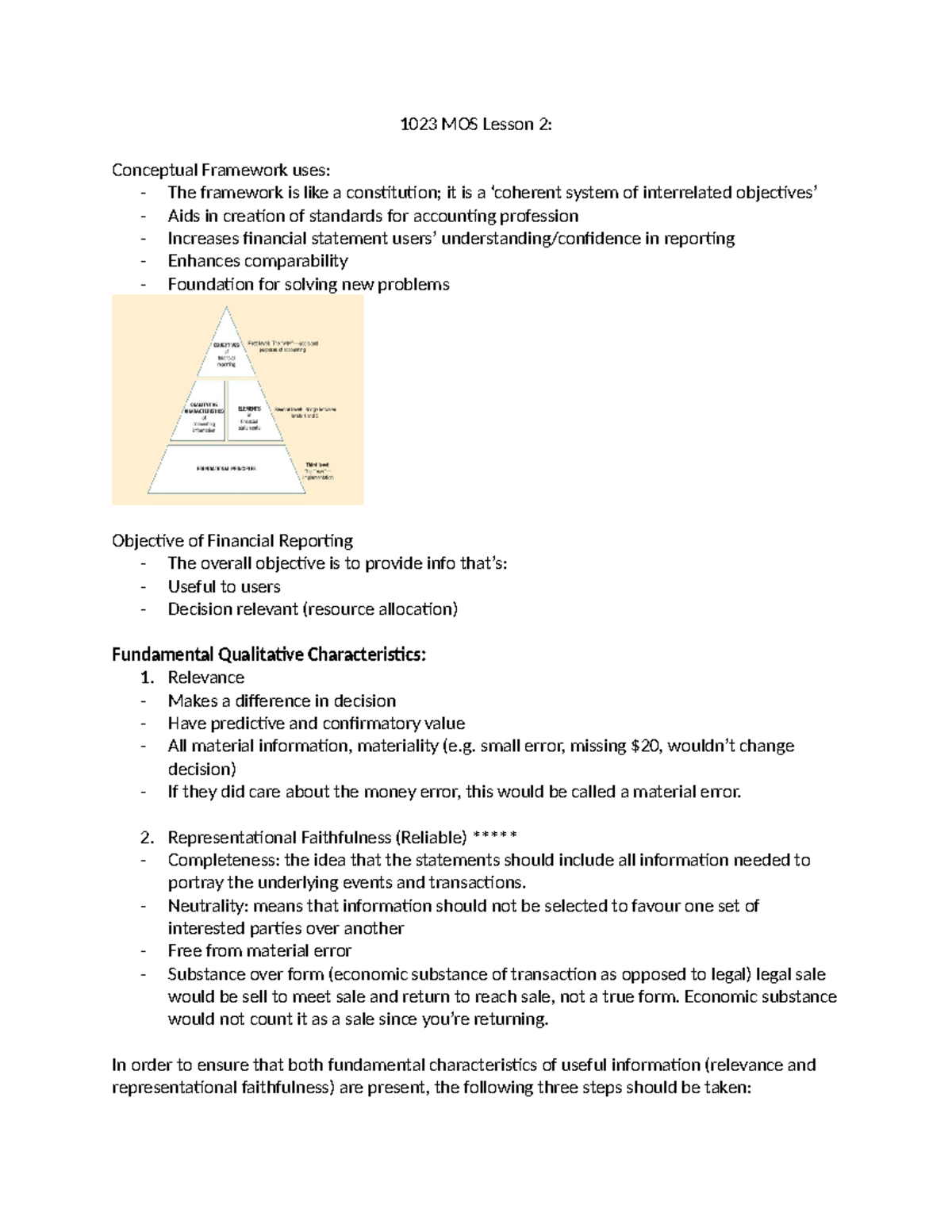 1023 MOS Lesson 2 - 1023 MOS Lesson 2: Conceptual Framework uses: The ...