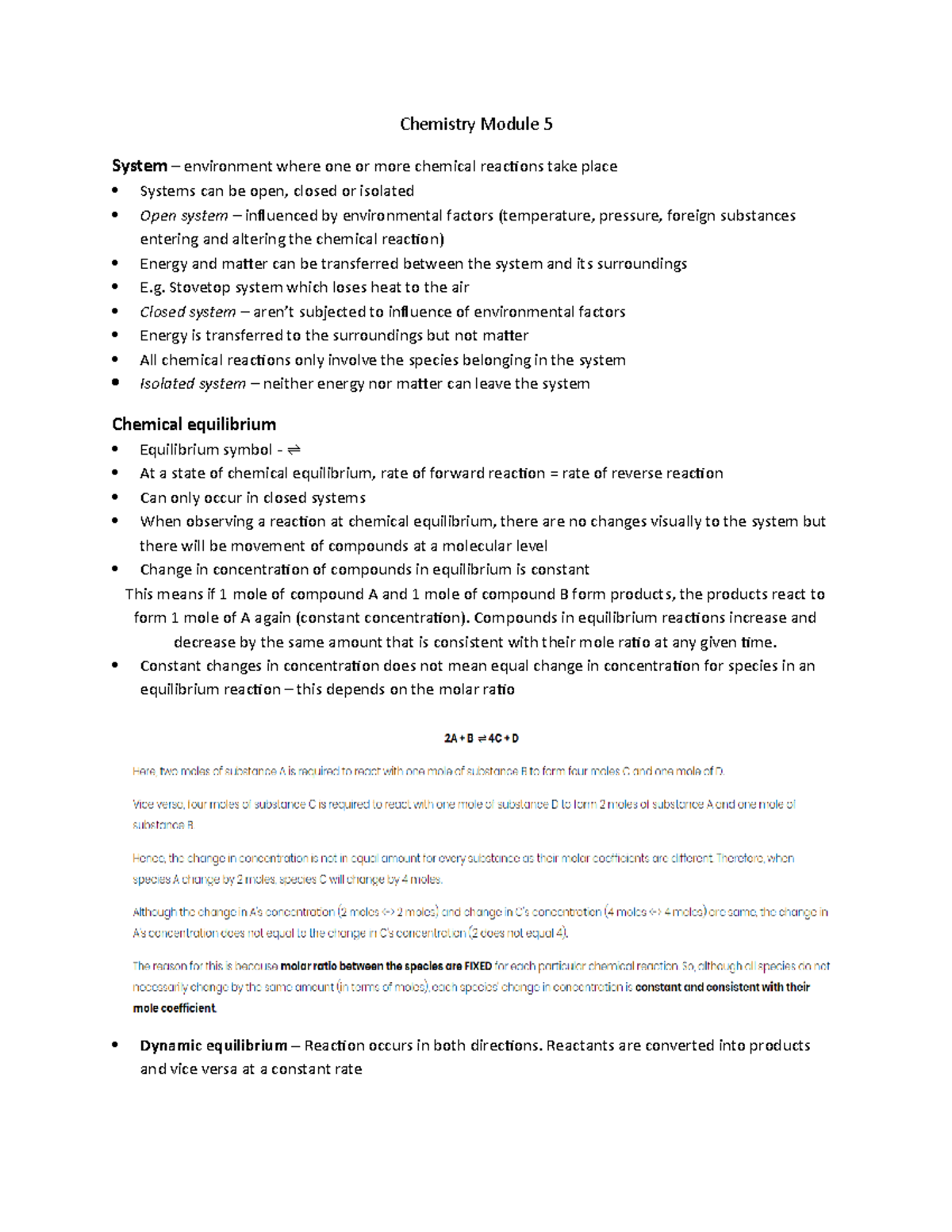 Chemistry Module 5 - notes - Chemistry Module 5 System – environment ...
