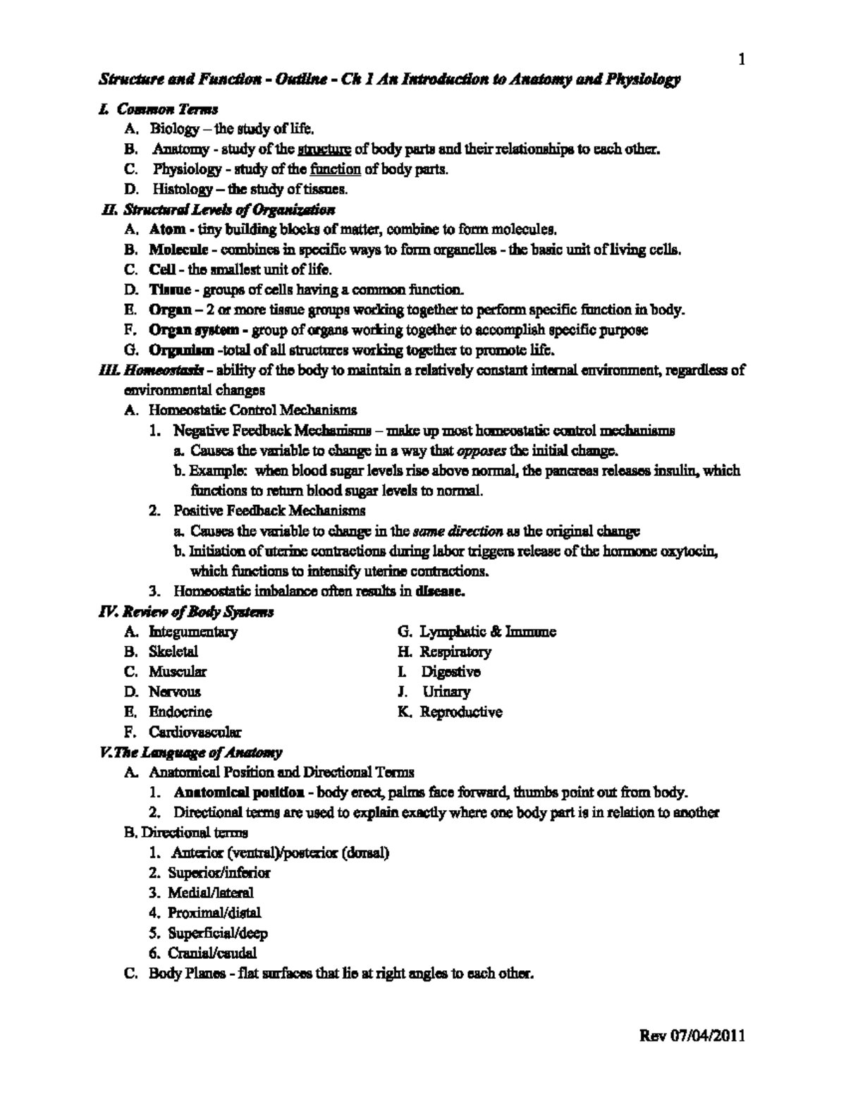 Study Guides and Notes-Chapter by Chapter - Structure and Function ...