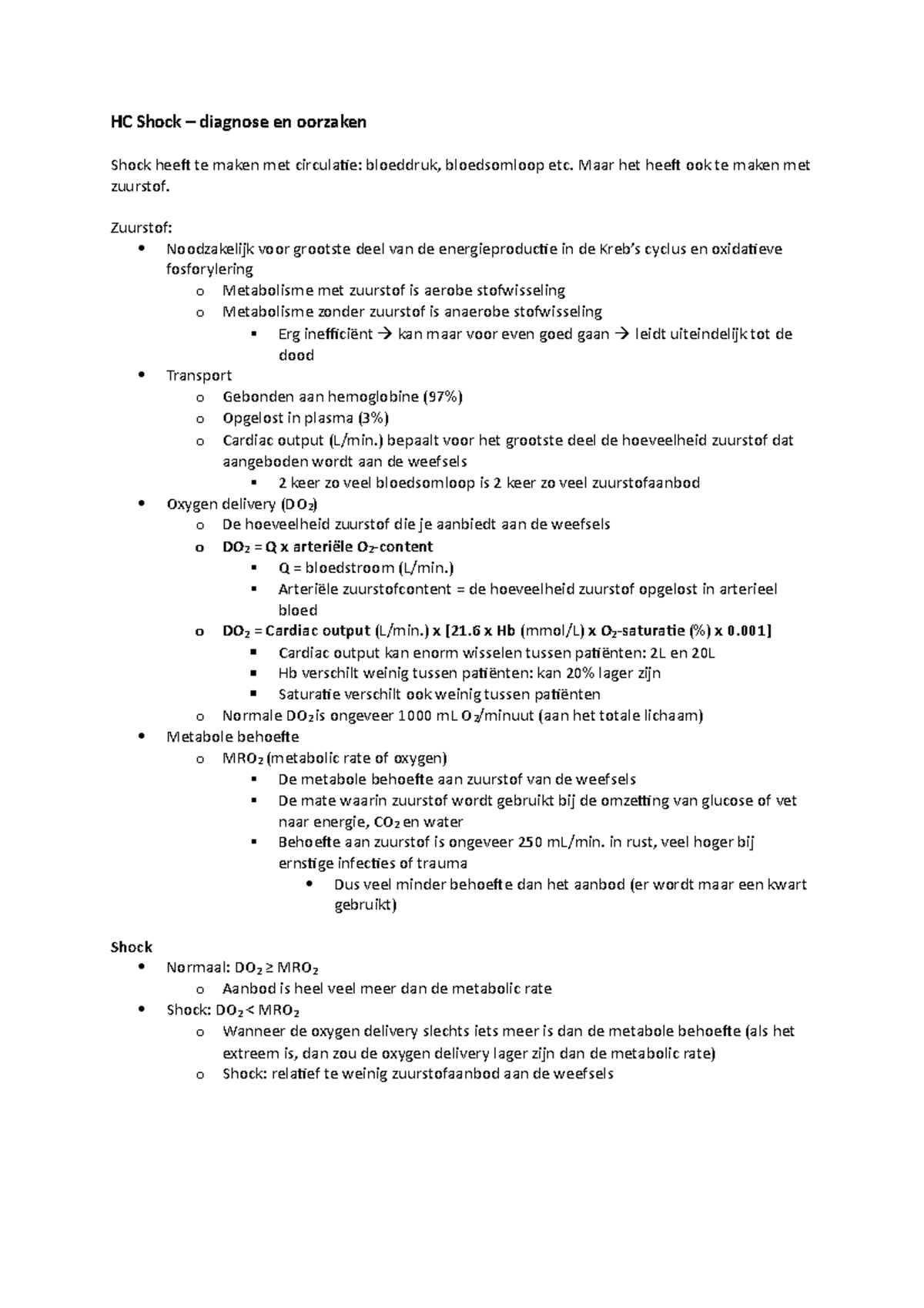 HC Shock-diagnose en oorzaken - HC Shock – diagnose en oorzaken Shock ...
