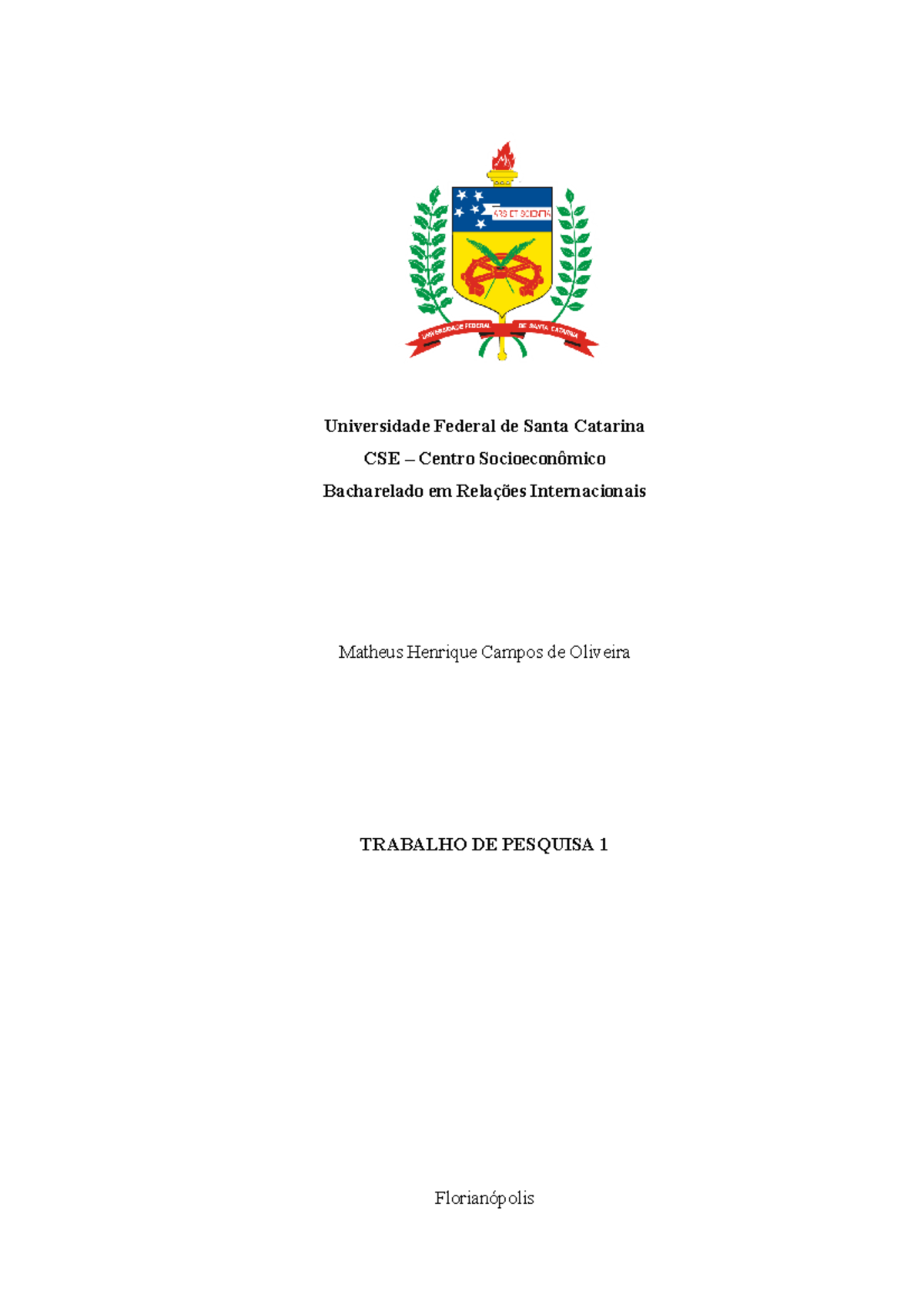 Trabalho Comex - UFSC - Universidade Federal de Santa Catarina CSE ...