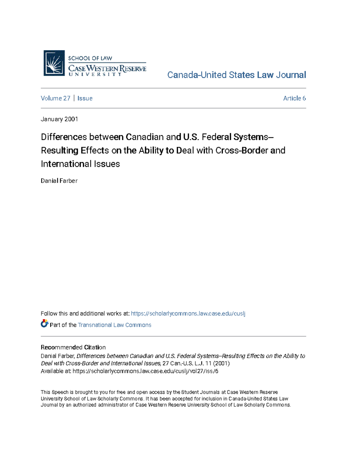 Differences between Canadian and U.S. Federal Systems-Resulting ...