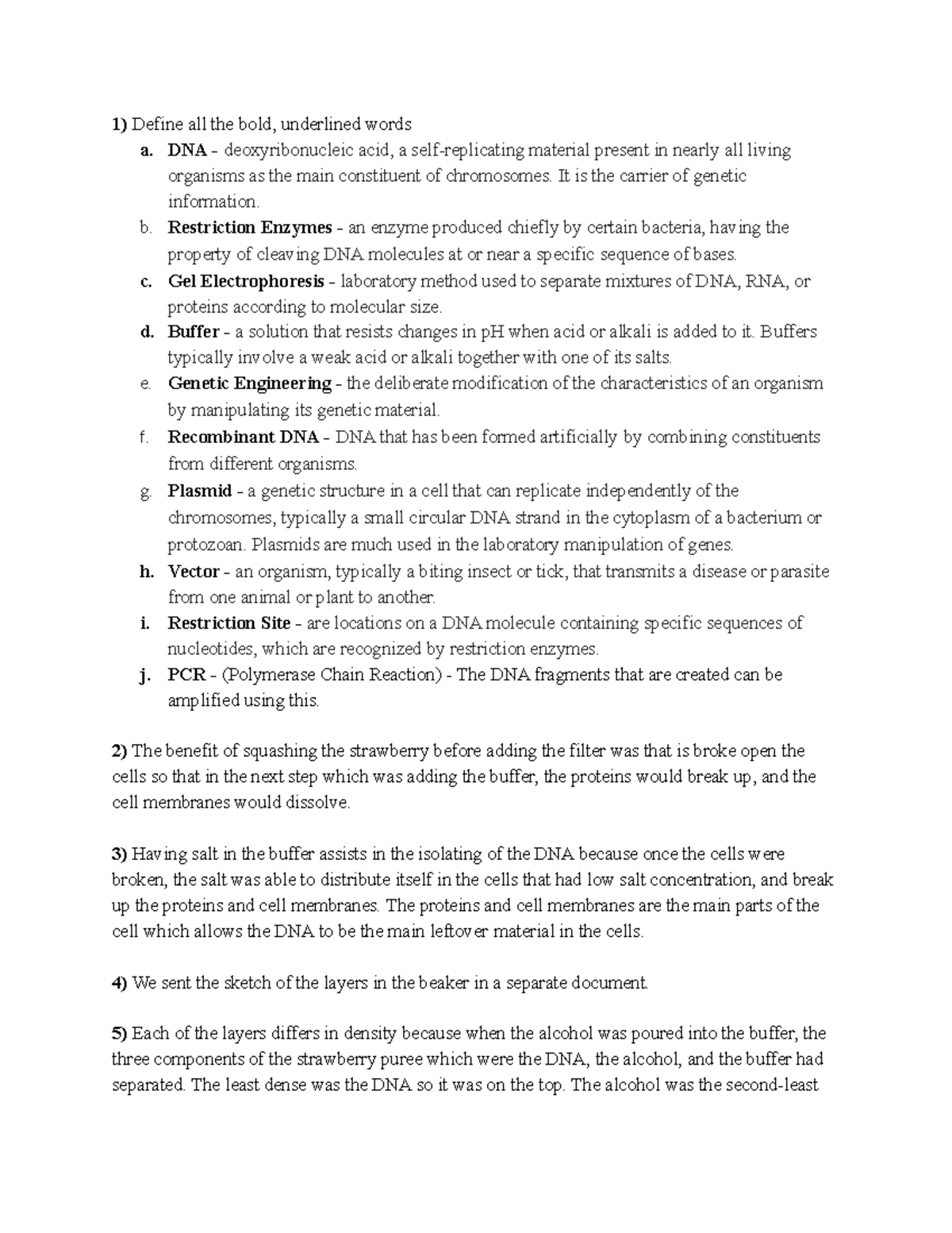 2019-fundamentals of biology(biology 100)-lab9 - 1) Define all the bold ...