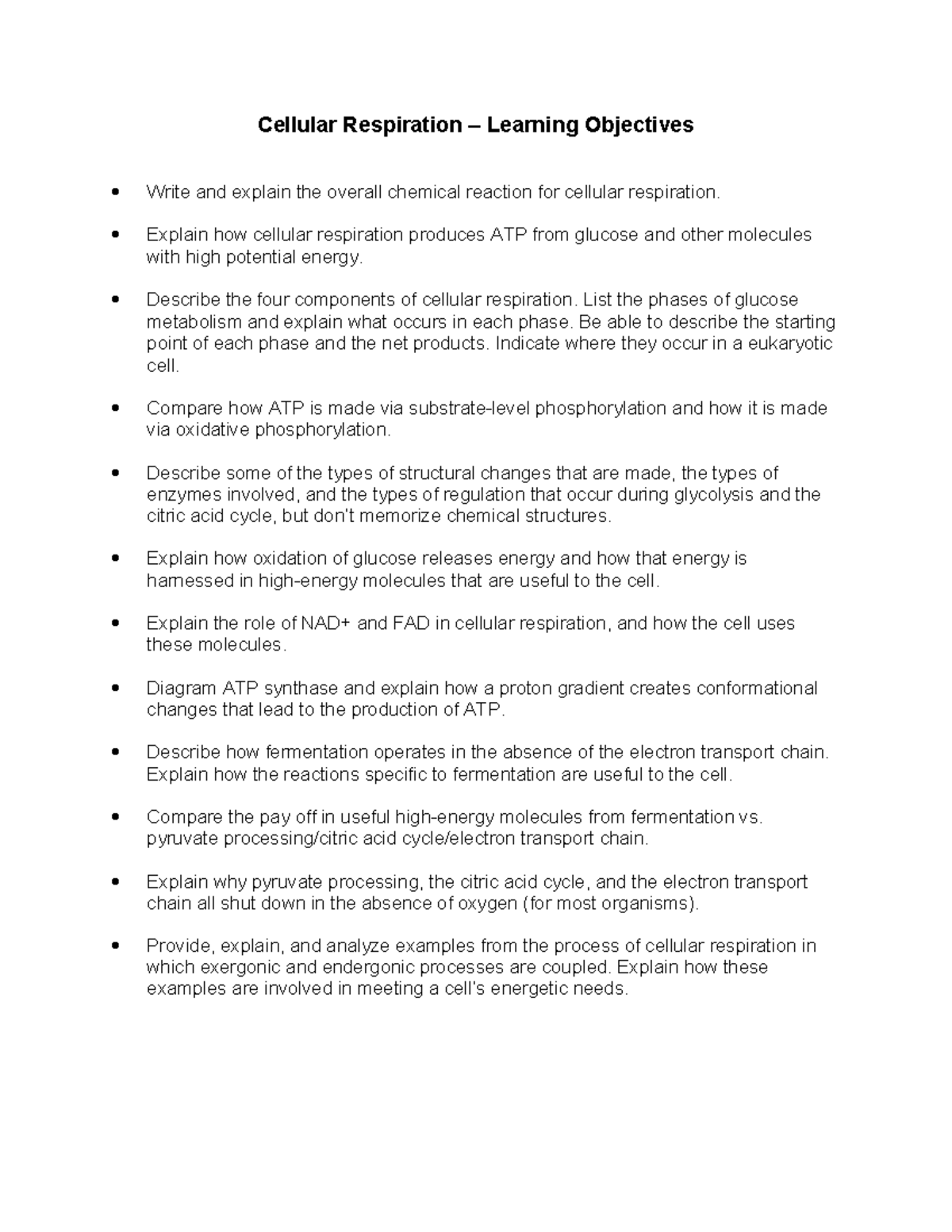 Cellular Respiration - Explain how cellular respiration produces ATP ...