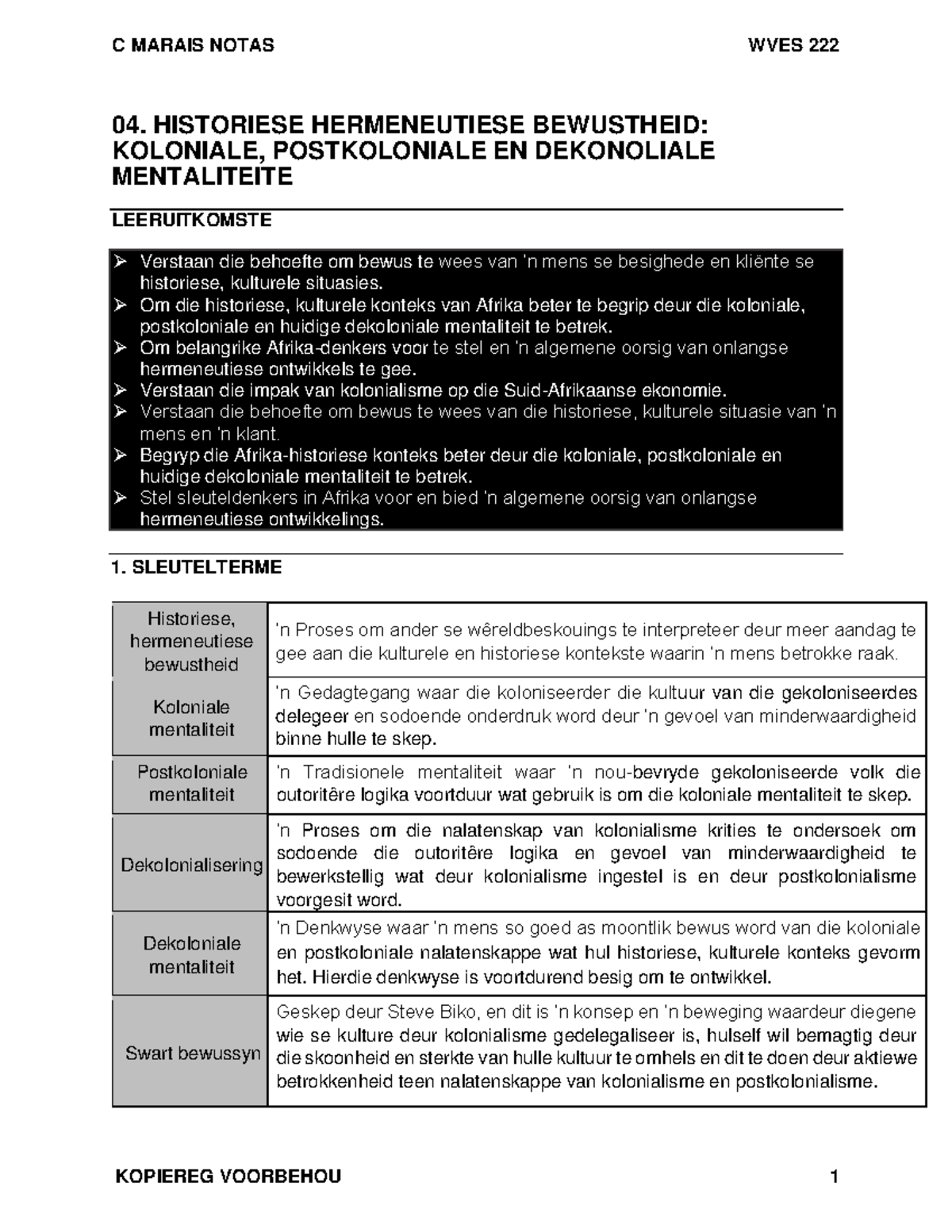 WVES 222 - Leereenheid 4 - 04. HISTORIESE HERMENEUTIESE BEWUSTHEID ...