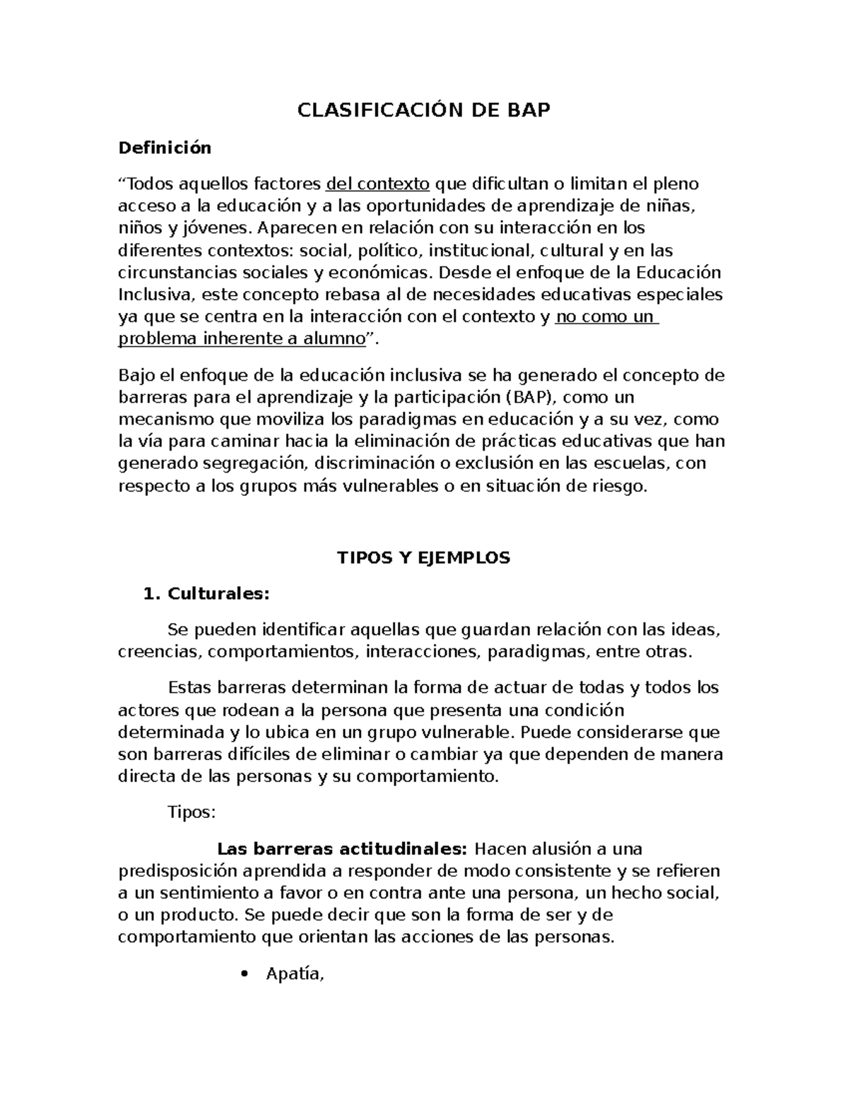 Clasificación DE BAP - CLASIFICACIÓN DE BAP Definición “Todos aquellos ...