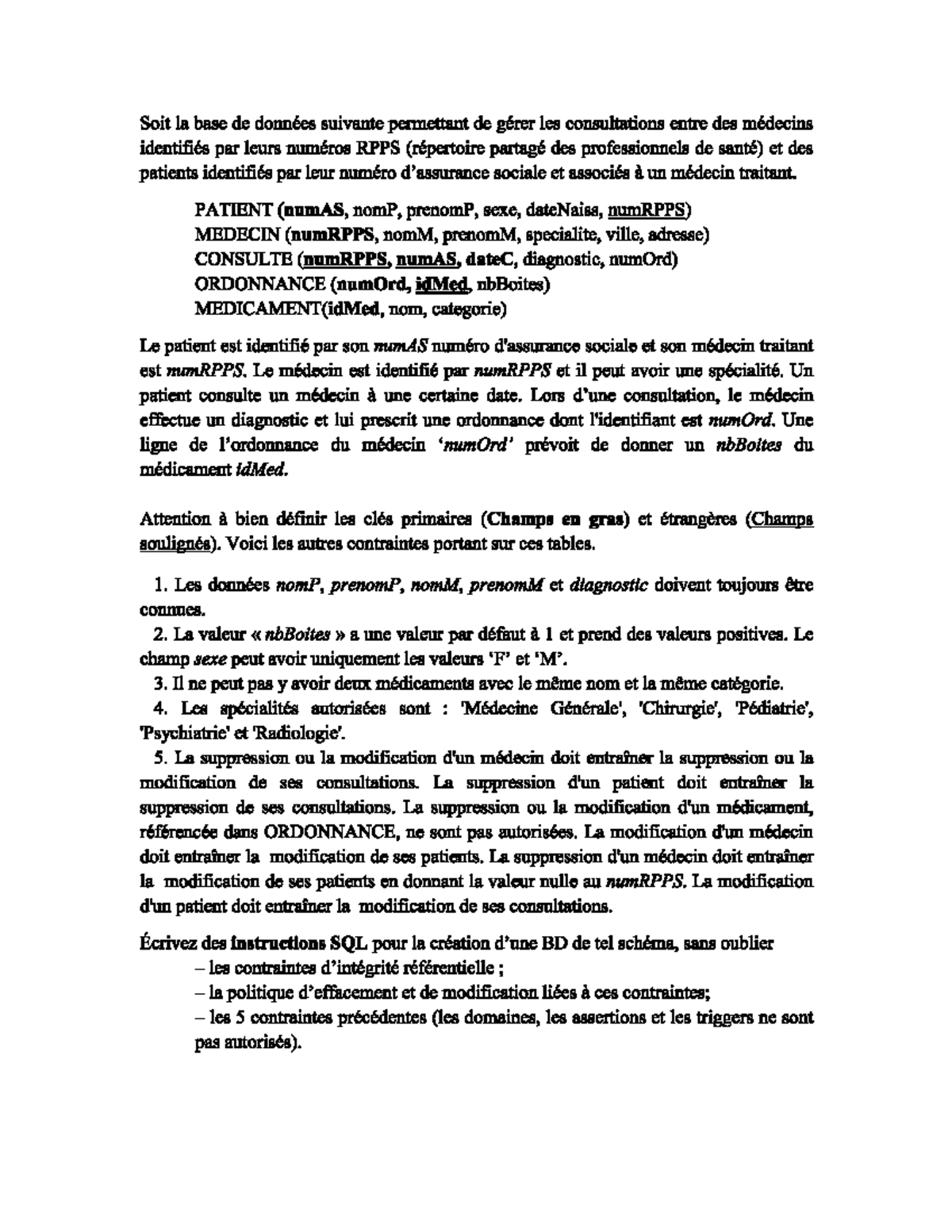 Bases de données relationelles - Exercice BDD - 420-104-GG - Studocu