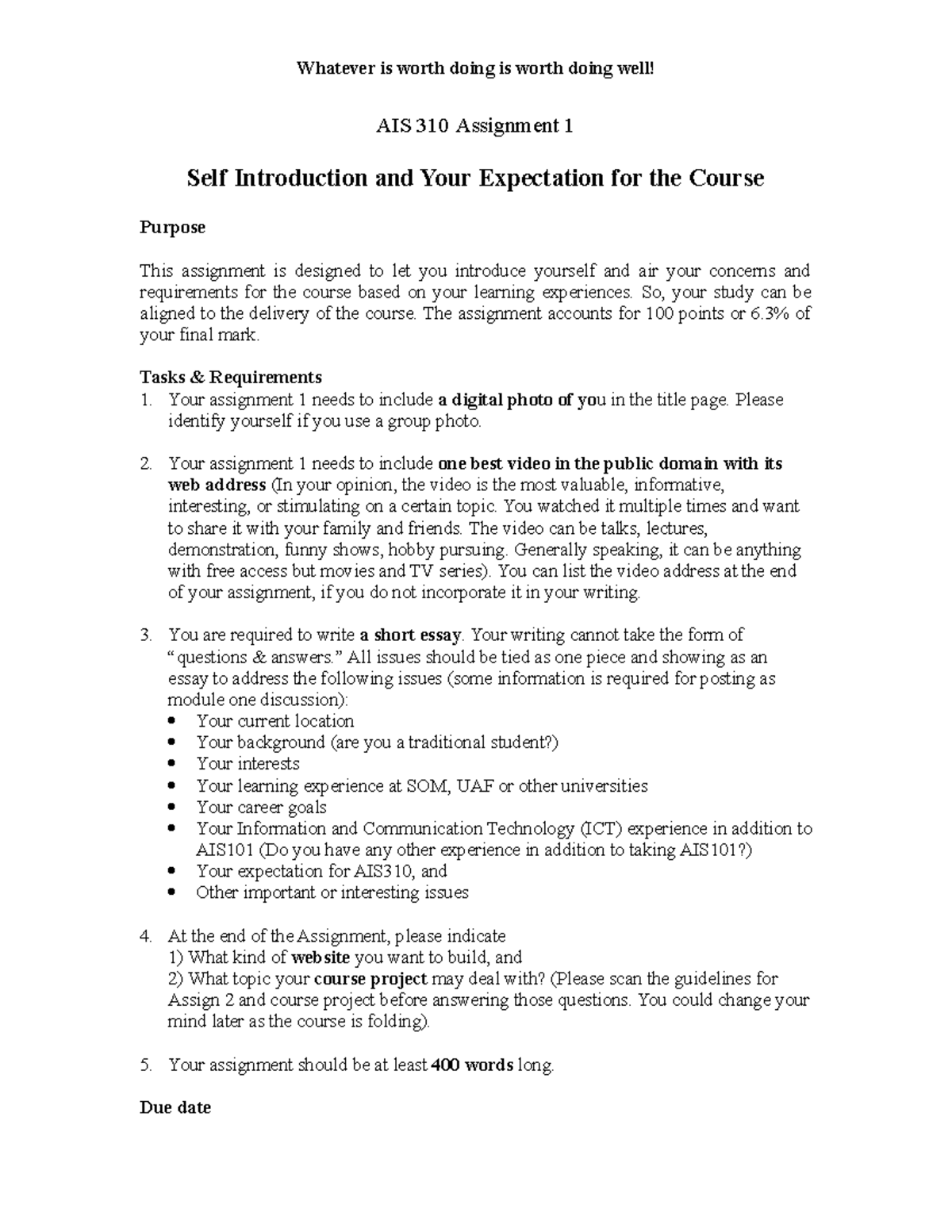 A1-Guideline-4 - Guideline work to help with assignments - Whatever is ...