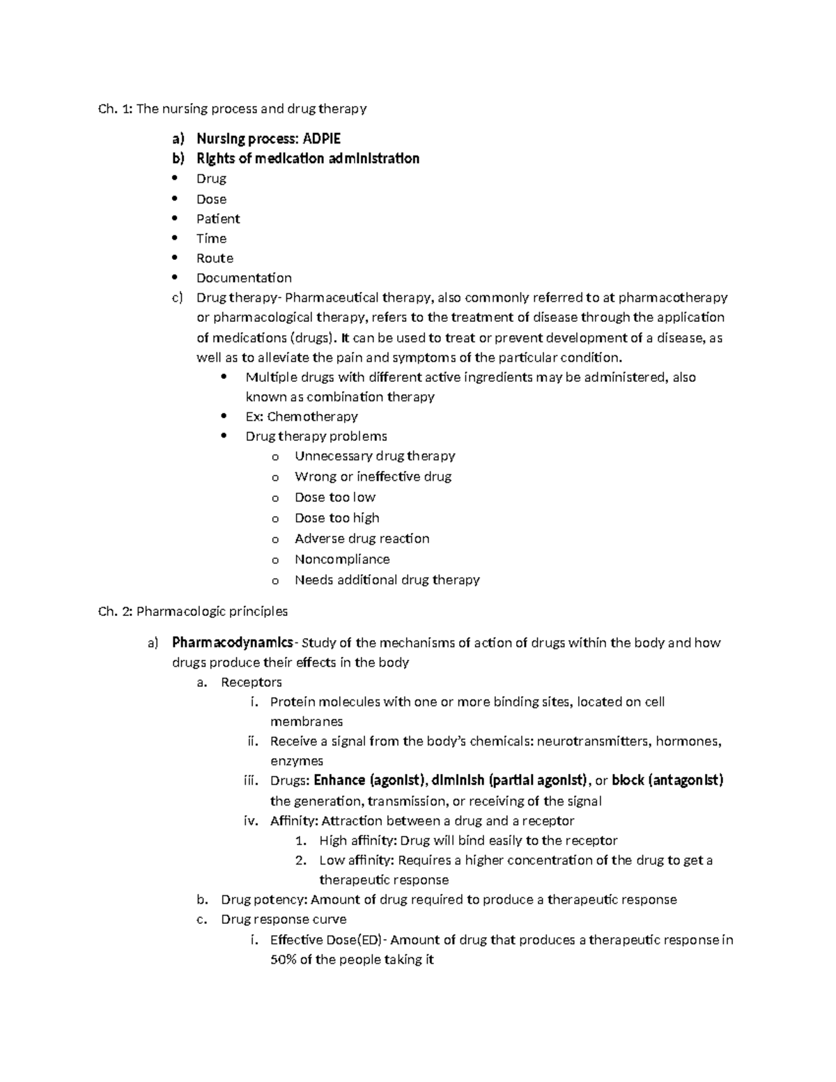 Pharmacology Exam 1 Study Guide copy - Ch. 1: The nursing process and ...