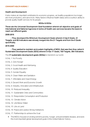 Community health nursing 1 notes - COMMUNITY HEALTH NURSING (10-04-22 ...