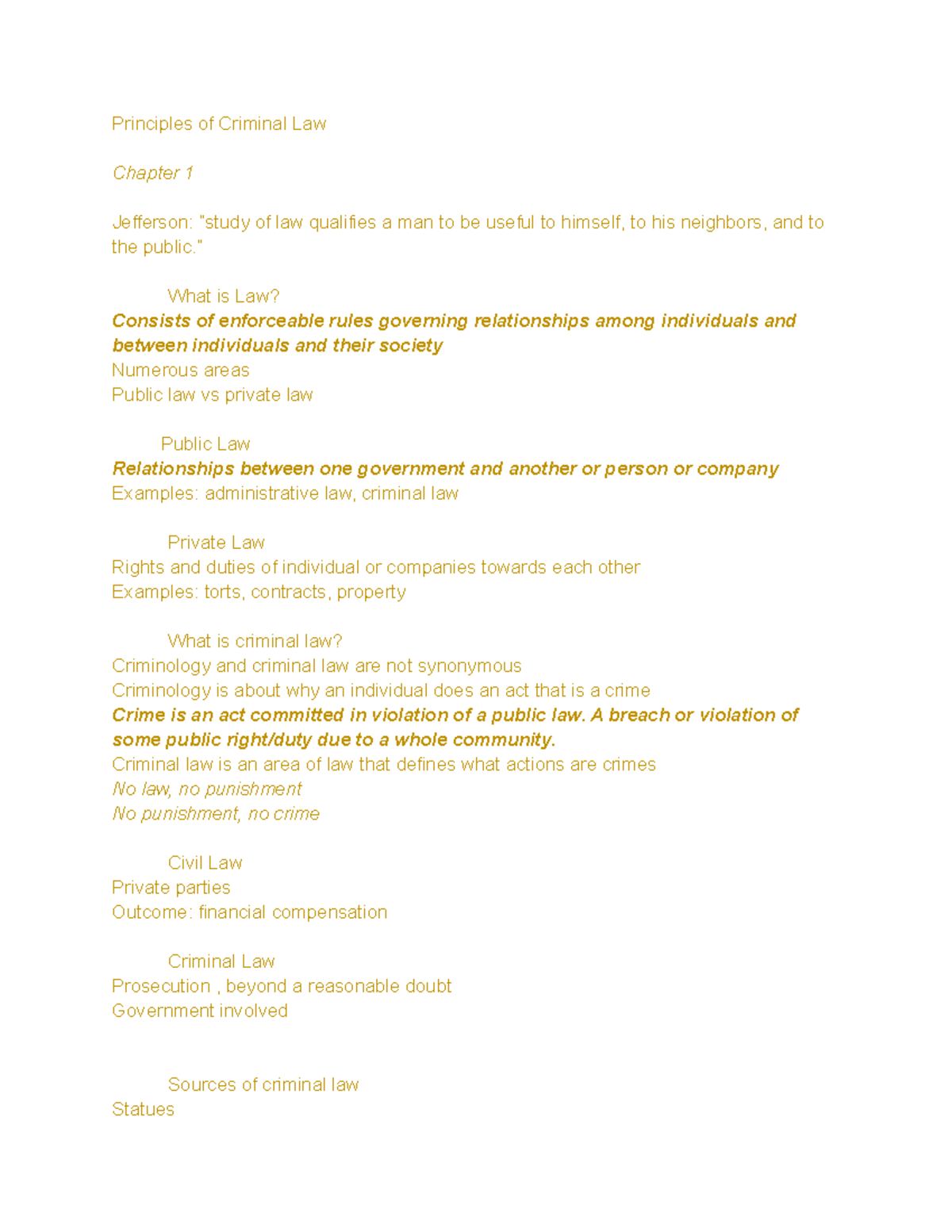 Criminal Law - Assault, Kidnapping, Abduction notes - Principles of ...