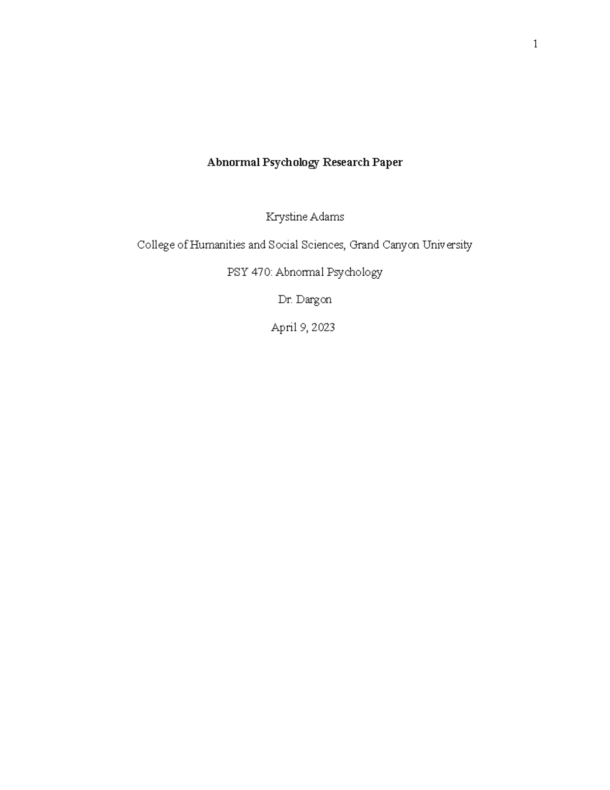 PSY 470- Borderline Personality DIsorder - Abnormal Psychology Research ...