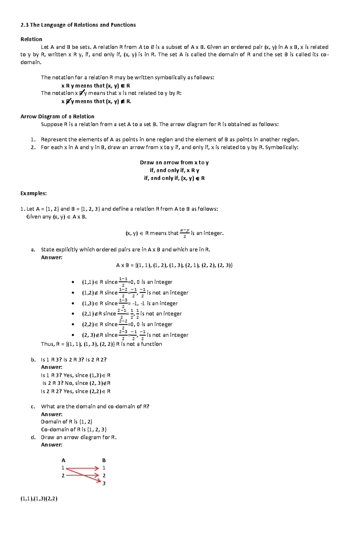 2.3 The Language of Relations and Functions - 2 The Language of ...