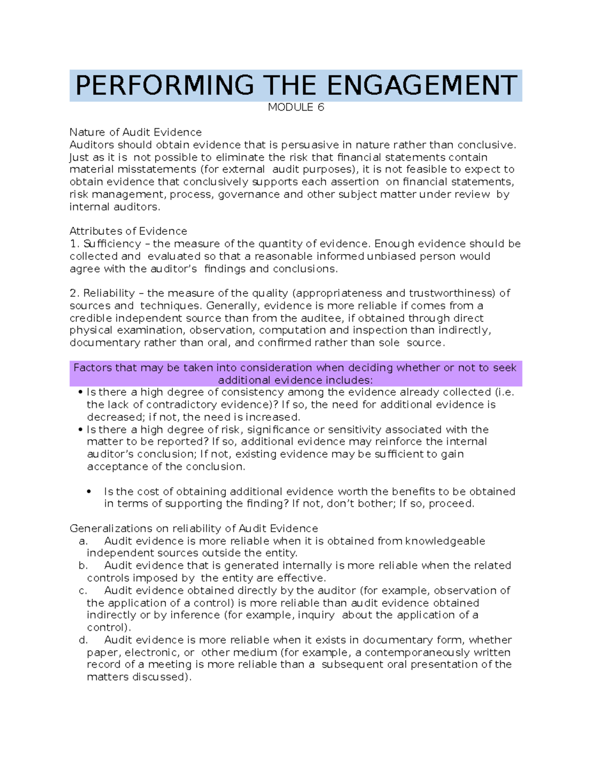 Performing THE Engagement 6 - PERFORMING THE ENGAGEMENT MODULE 6 Nature ...