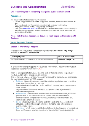 U1-assessment for Business and Administration - Unit one: Principles of ...