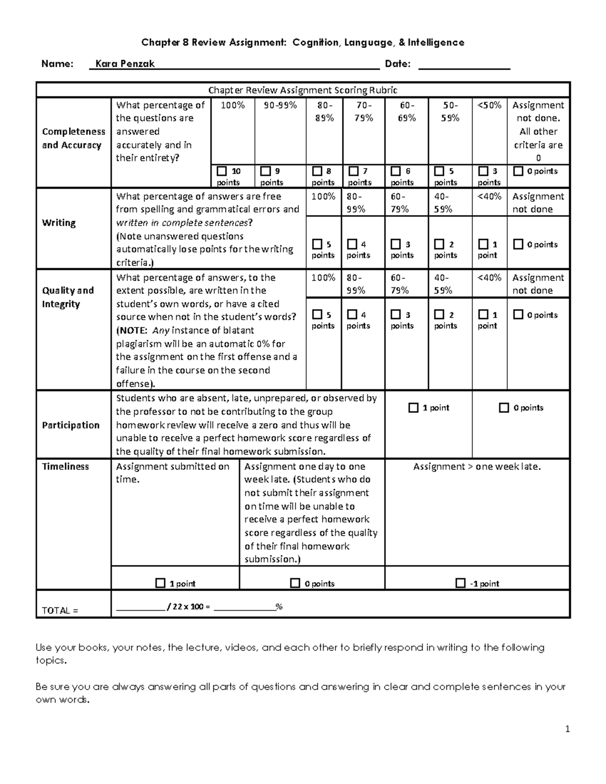 Chapter 8 Review Assignment 2022 Chapter 8 Review Assignment