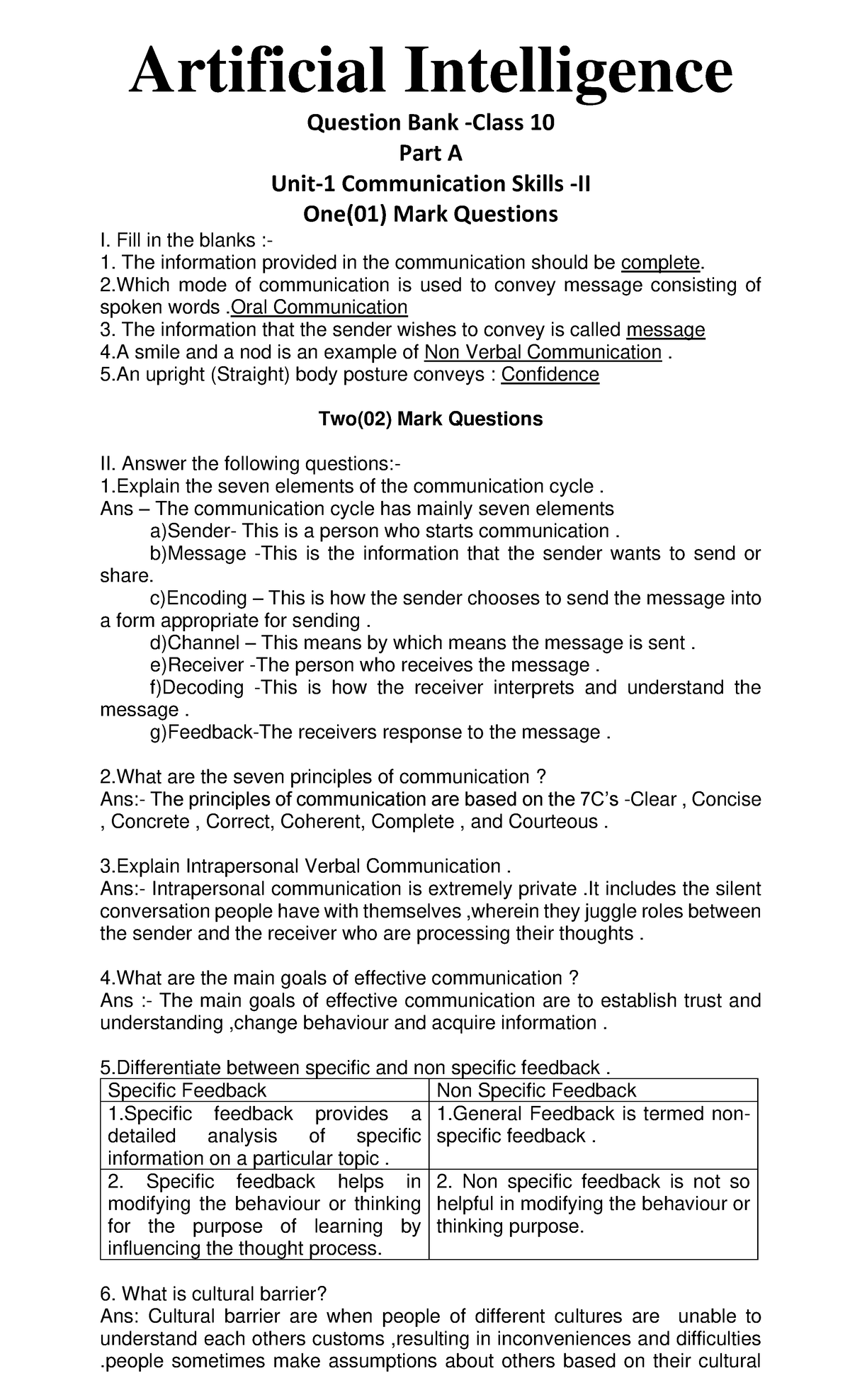 Part A - AI - ddcddcc - Artificial Intelligence Question Bank -Class 10 ...