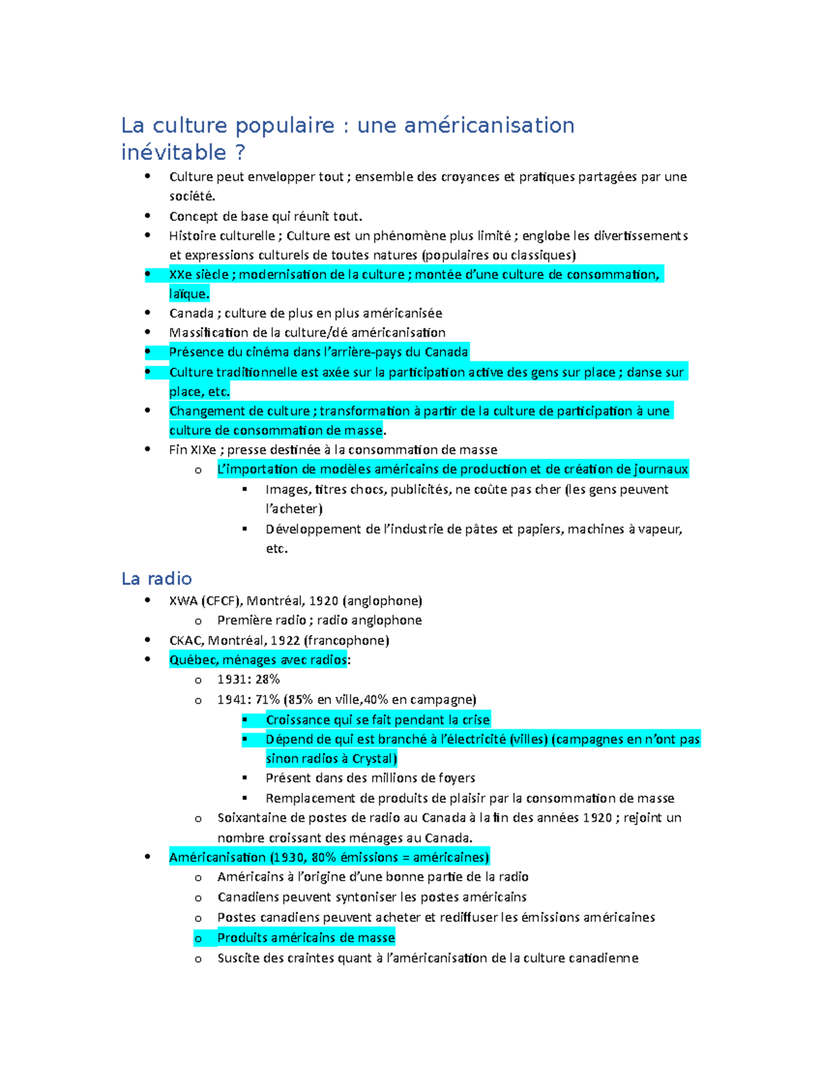 La culture populaire ; une américanisation inévitable - La culture ...