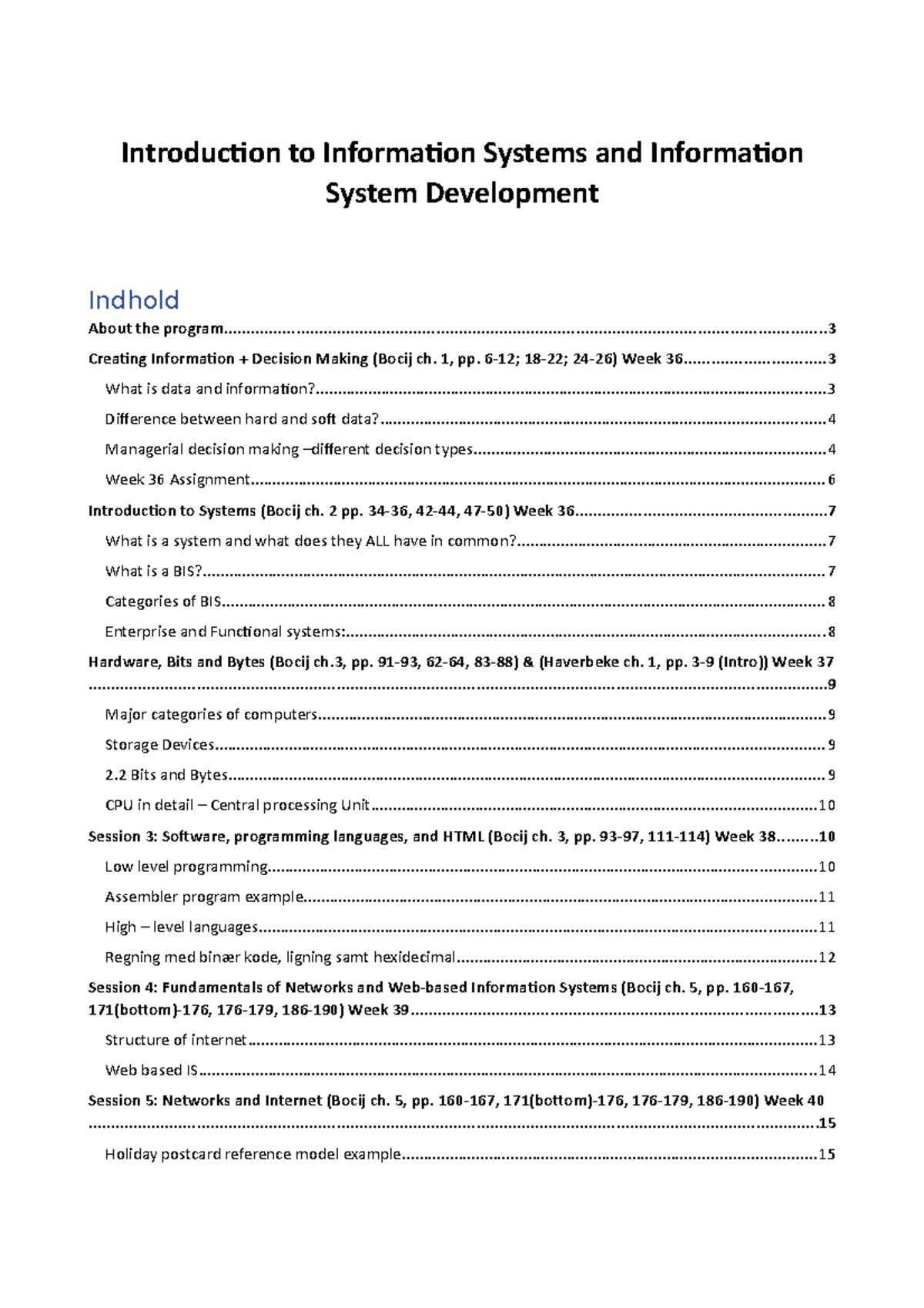 Noter 1. semester Introduction to Information Systems and Information ...