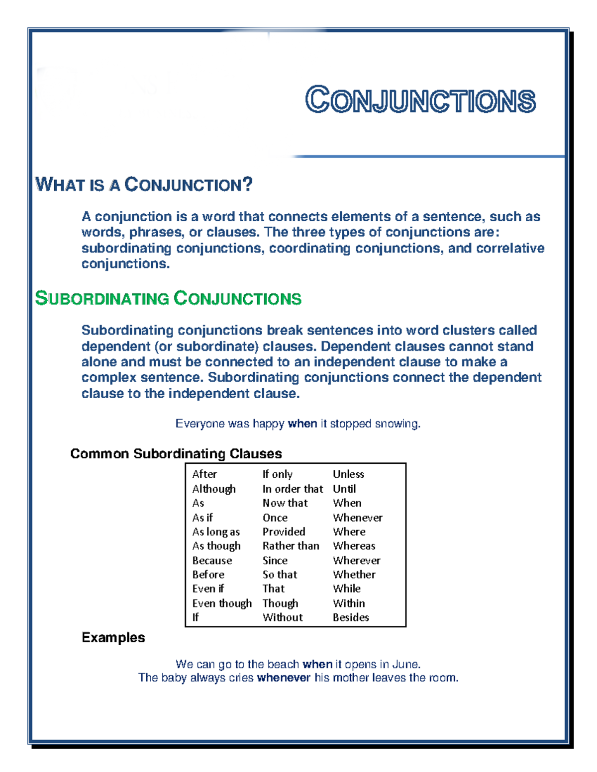 Conjunctions - WHAT IS A CONJUNCTION? A conjunction is a word that ...
