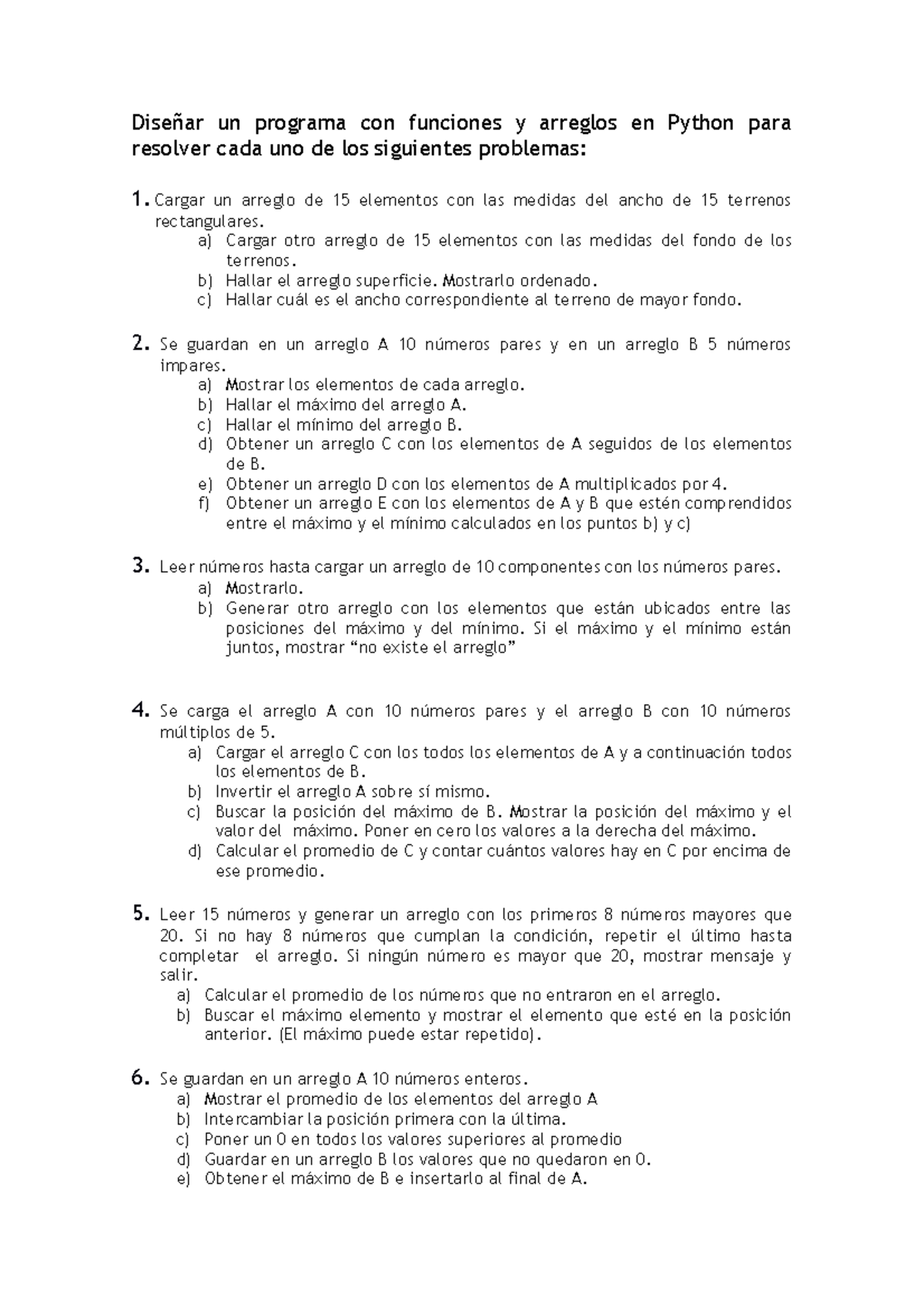 Practico IX- Integrador - Diseñar un programa con funciones y arreglos ...