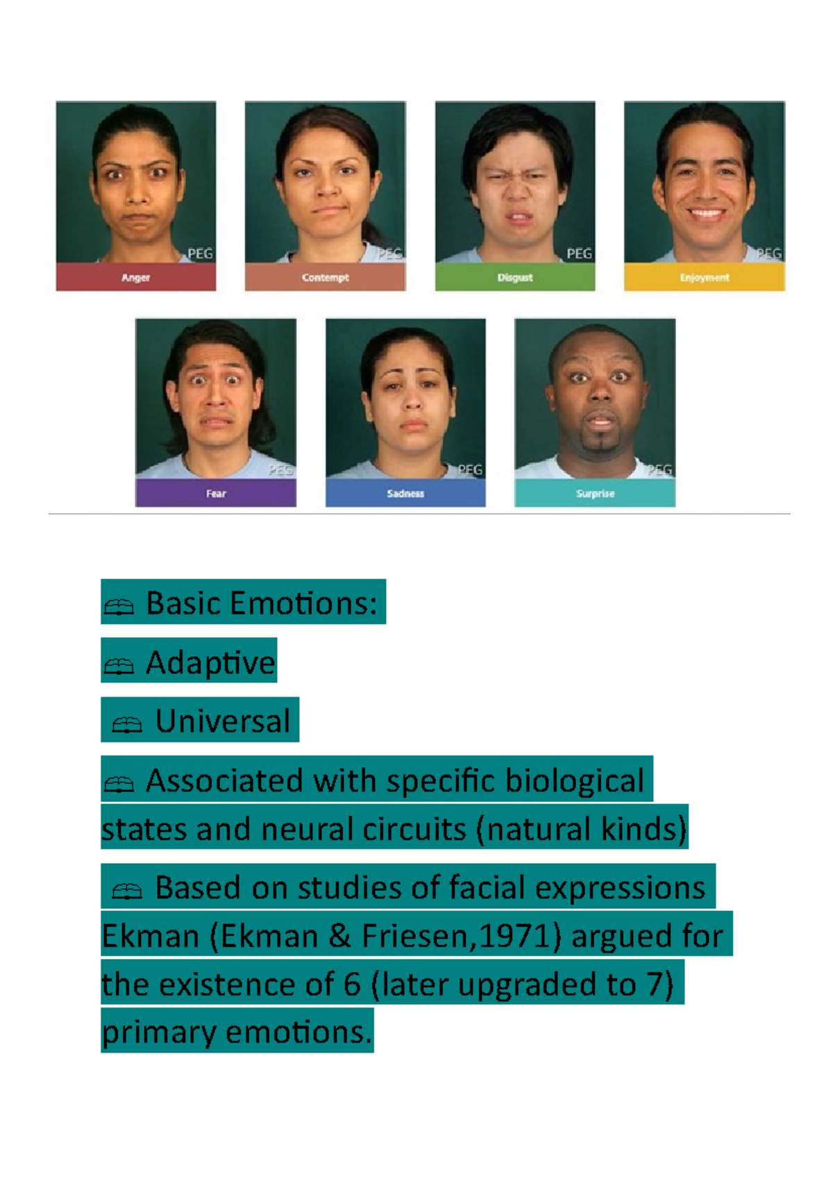 Emotion part 2 - Lecture notes 04/12/20 - Basic Emotons: Adaptve ...