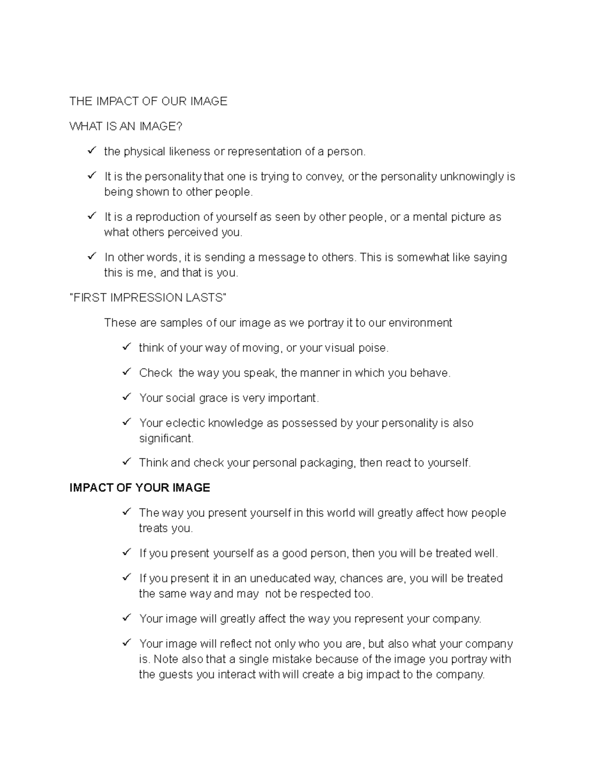 The_Impact_of_our_image - THE IMPACT OF OUR IMAGE WHAT IS AN IMAGE? the ...