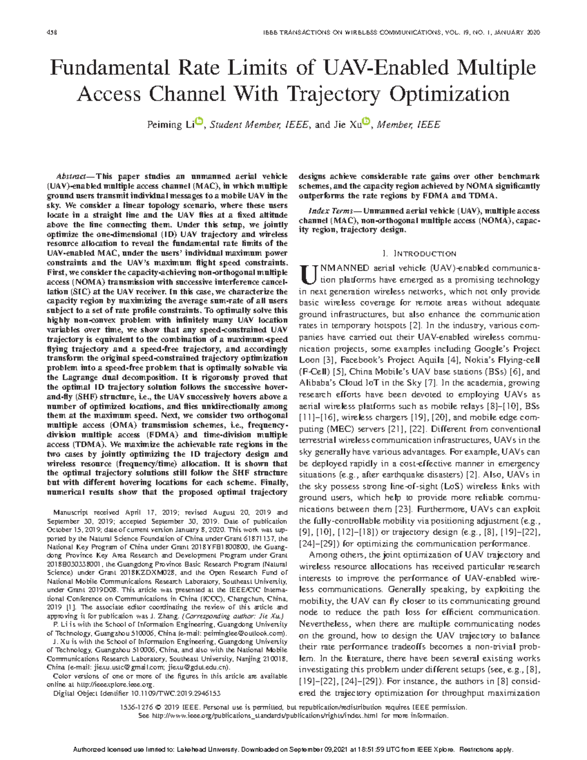 Fundamental Rate Limits of UAV-Enabled Multiple Access Channel With ...