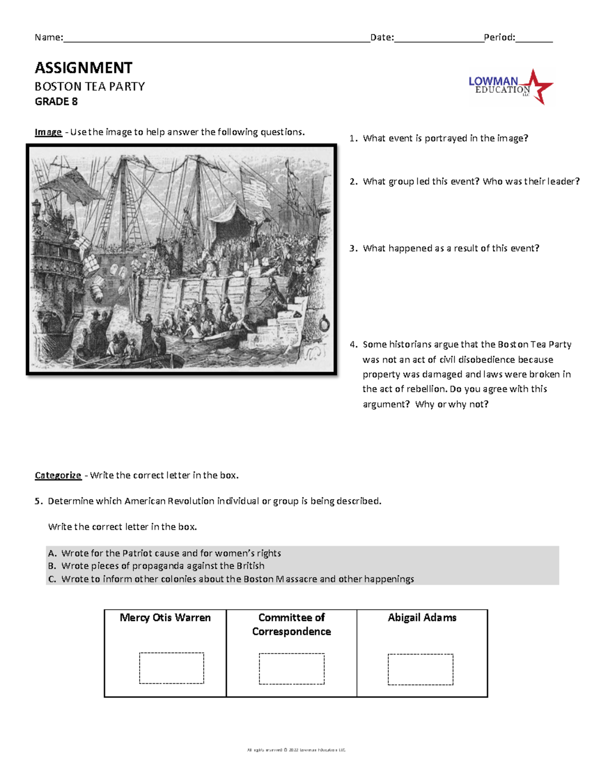 Boston Tea Party - Assignment - - Studocu