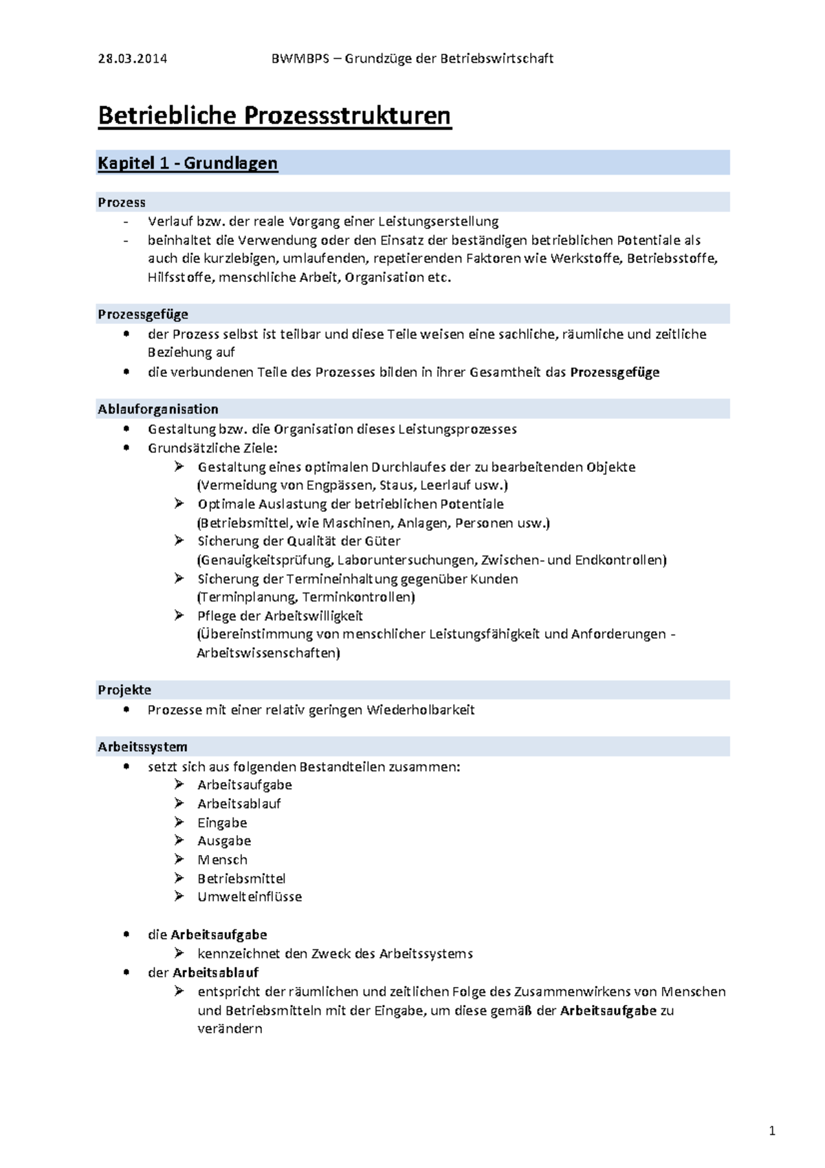 BWL GMI02 - Warning: TT: undefined function: 32 Betriebliche Prozessstrukturen Kapitel 1 - - Studocu