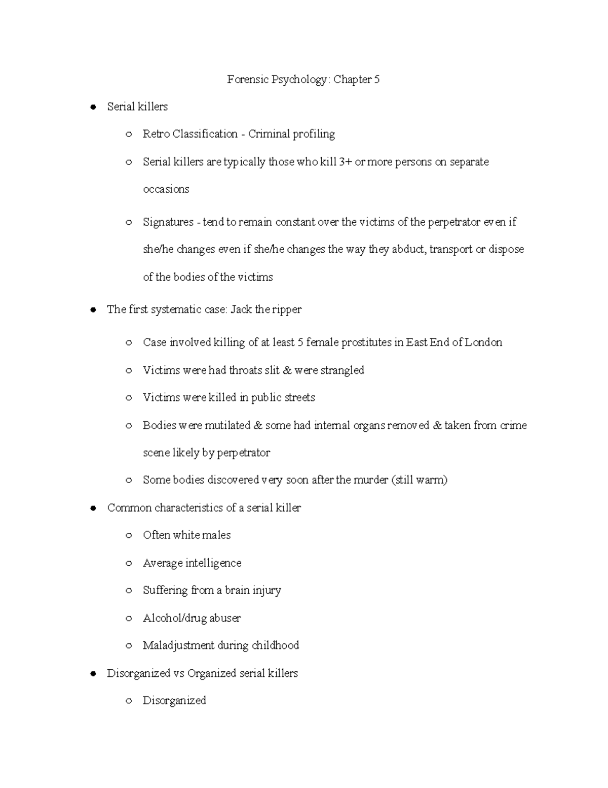 Forensic Psychology Chapter 5 - Studocu
