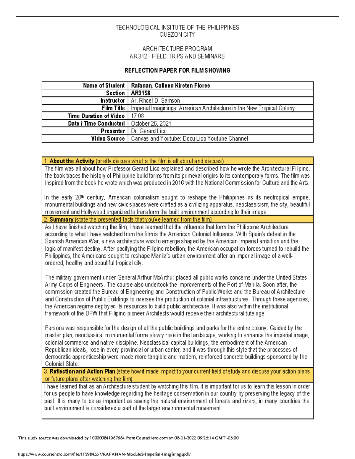 Rafanan Module 2 Imperial Imaginings - TECHNOLOGICAL INSITUTE OF THE ...