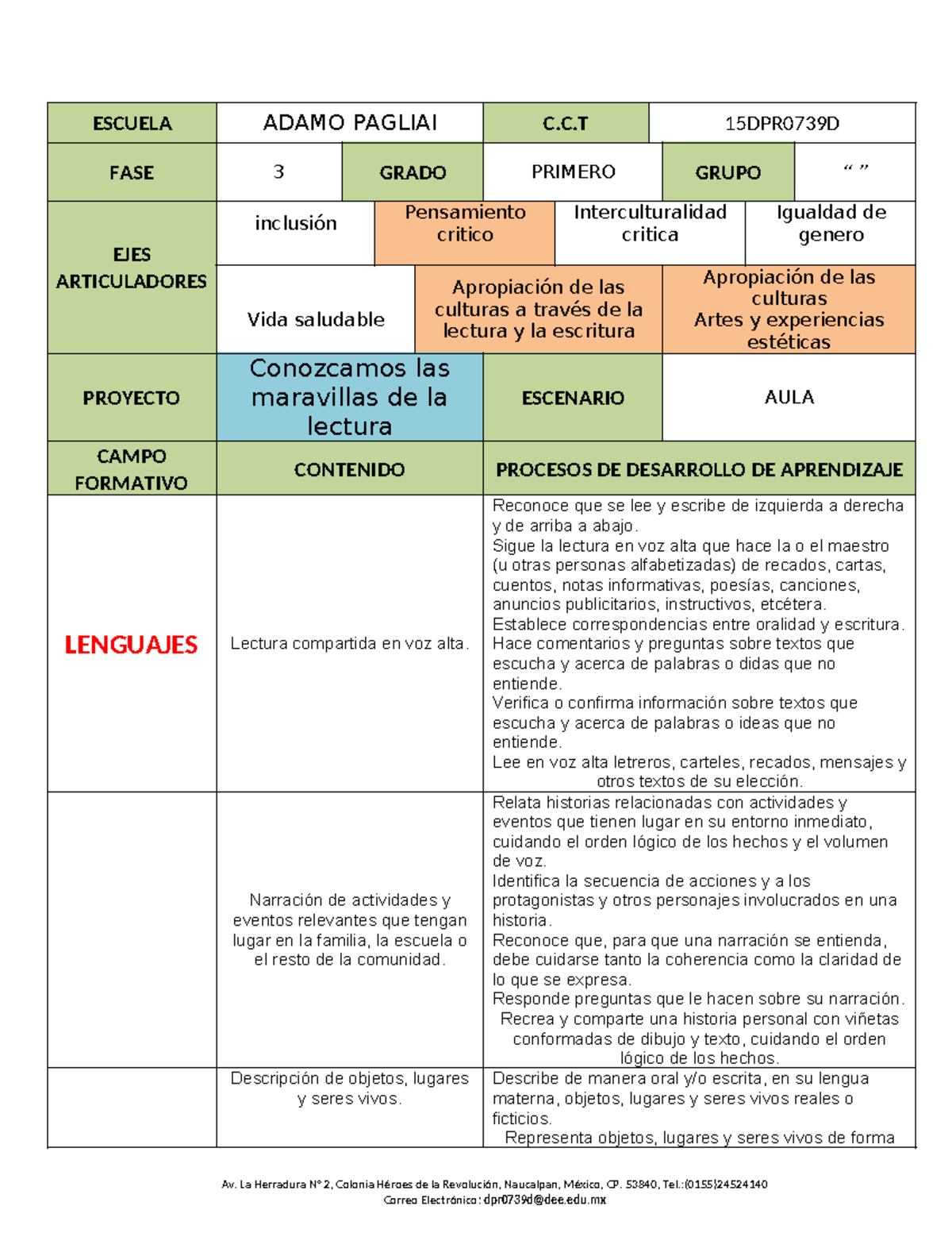 1.- conozco las maravillas de la lectura - Av. La Herradura N° 2 ...