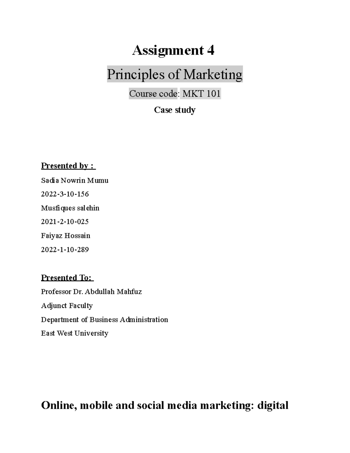 Assingment 4 - this is very important - Assignment 4 Principles of ...