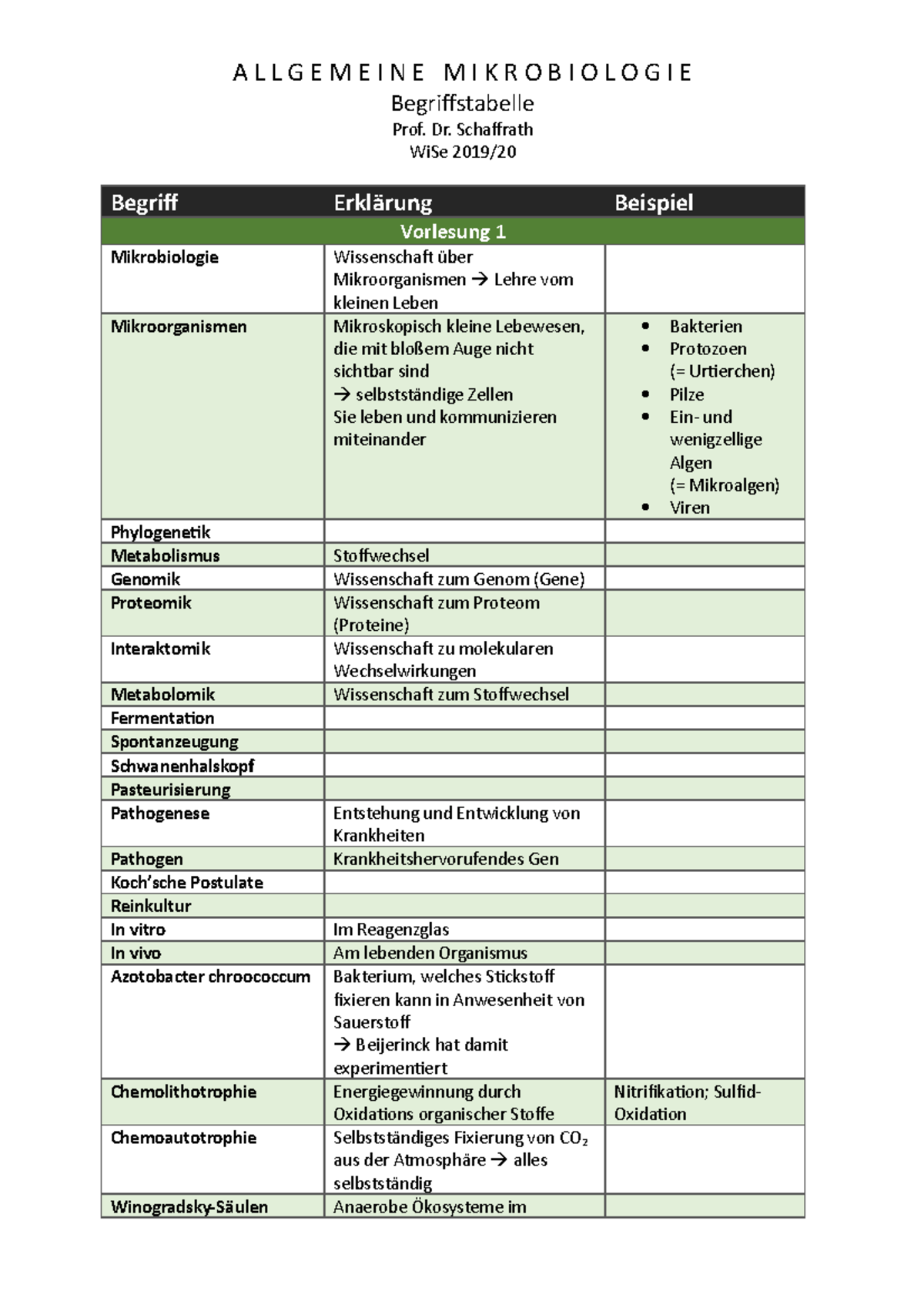 Begriffstabelle - wichtige Begriffe der Vorlesung zusammengefasst ...