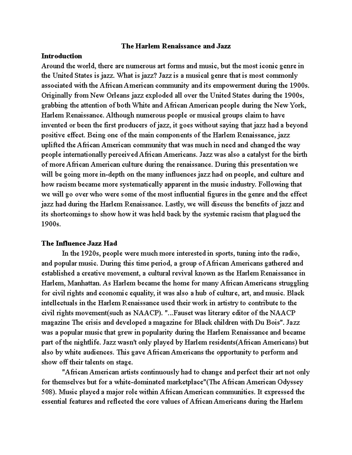 The Harlem Renaissance and Jazz - The Harlem Renaissance and Jazz ...