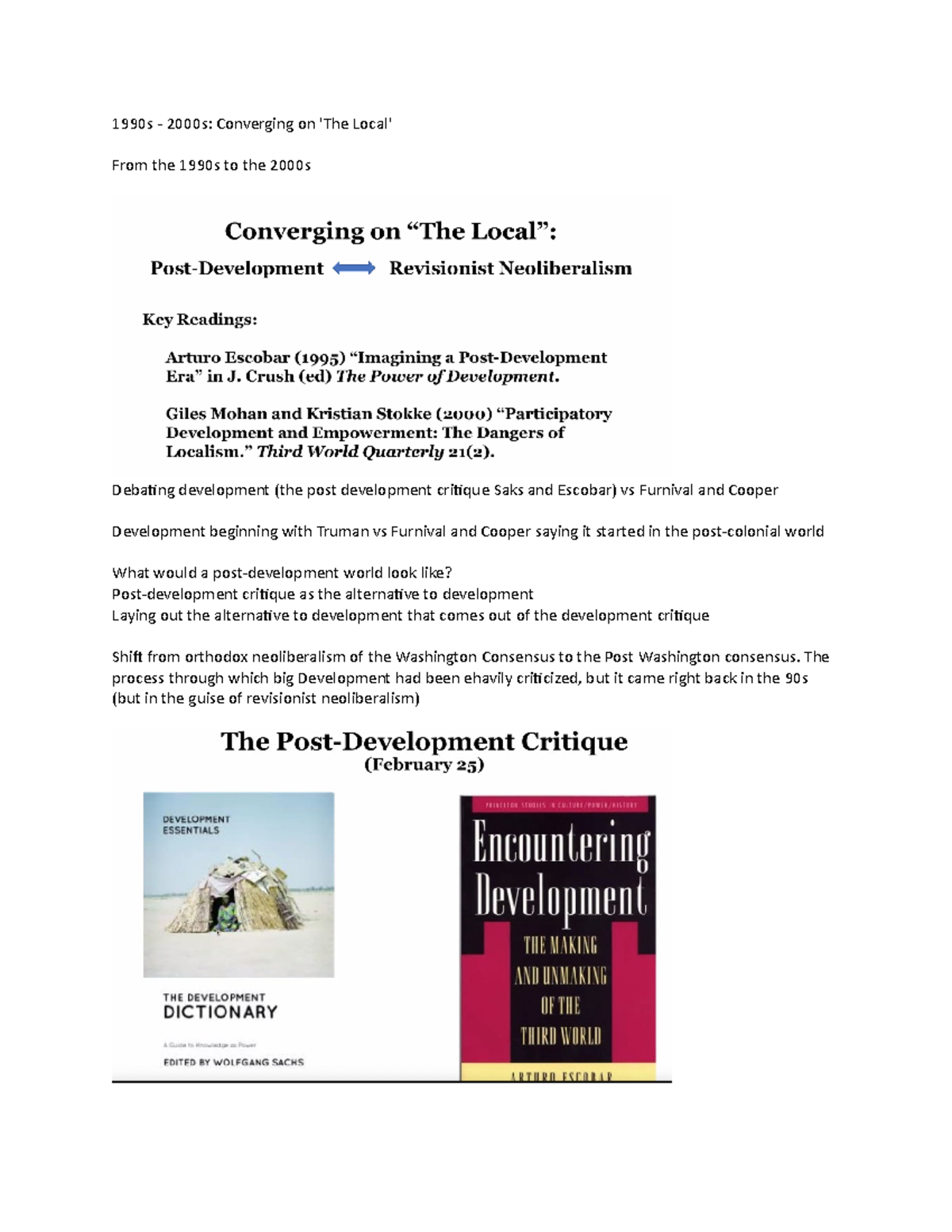 MAR 30 - Lecture notes 10 - 1990s - 2000s: Converging on 'The Local ...