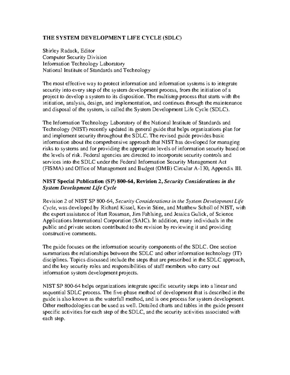 System Development Life Cycle SDLC - THE SYSTEM DEVELOPMENT LIFE CYCLE ...