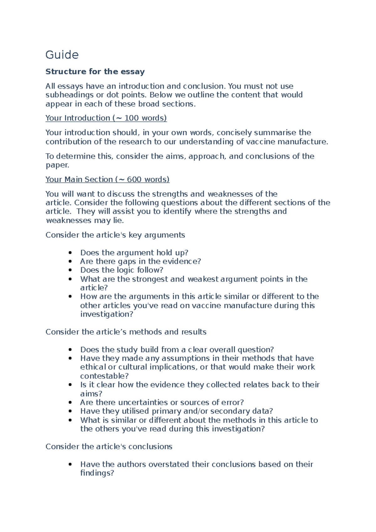 Investigation 2 - n.a - Guide Structure for the essay All essays have ...