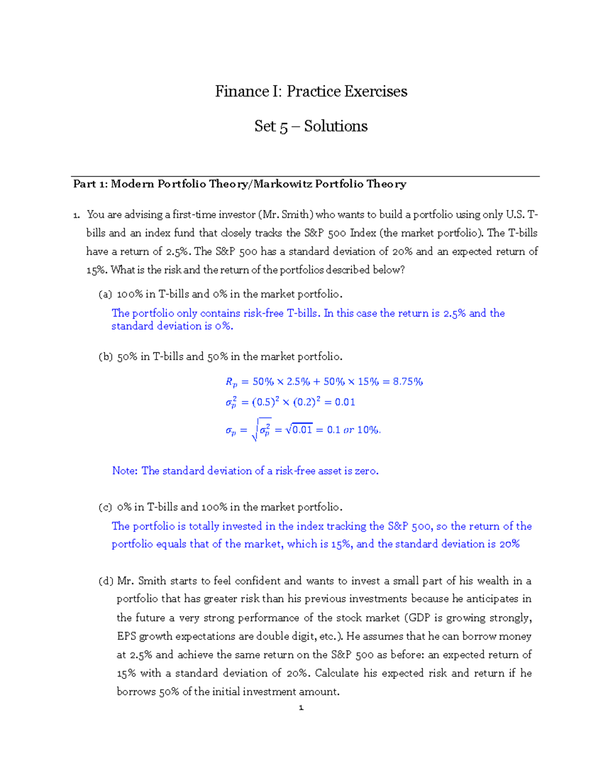 5 - Ejercicios de Finance - Finance I: Practice Exercises Set 5 ...