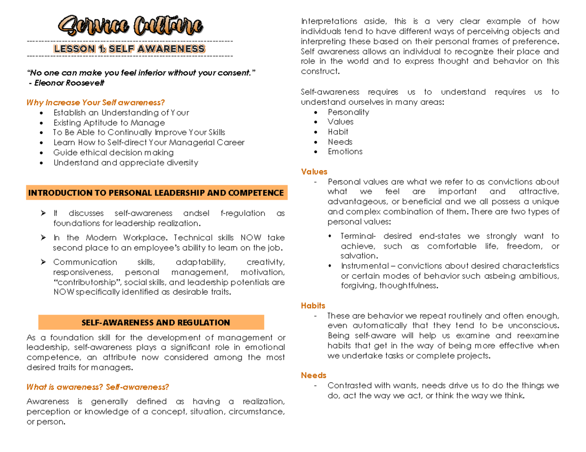 SMP 103 - midterm notes - “No one can make you feel inferior without ...