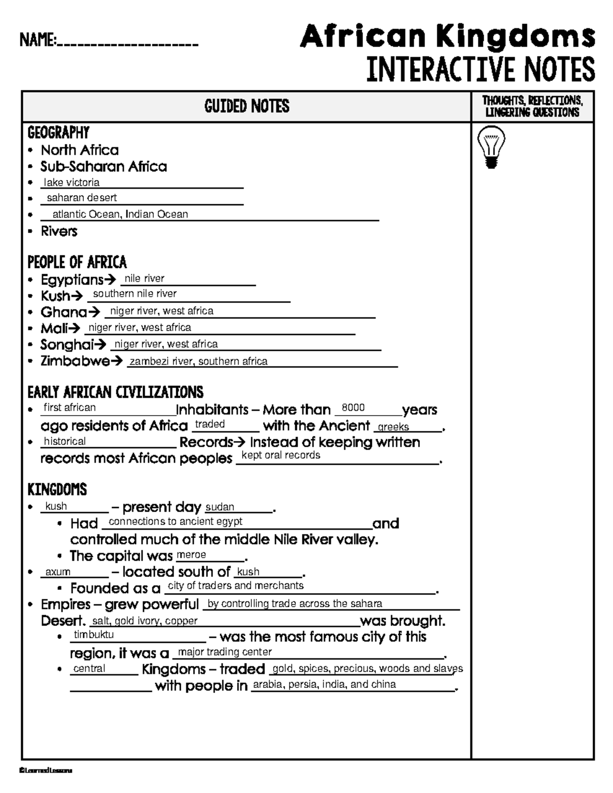 African Kingdoms Guided Notes - Studocu