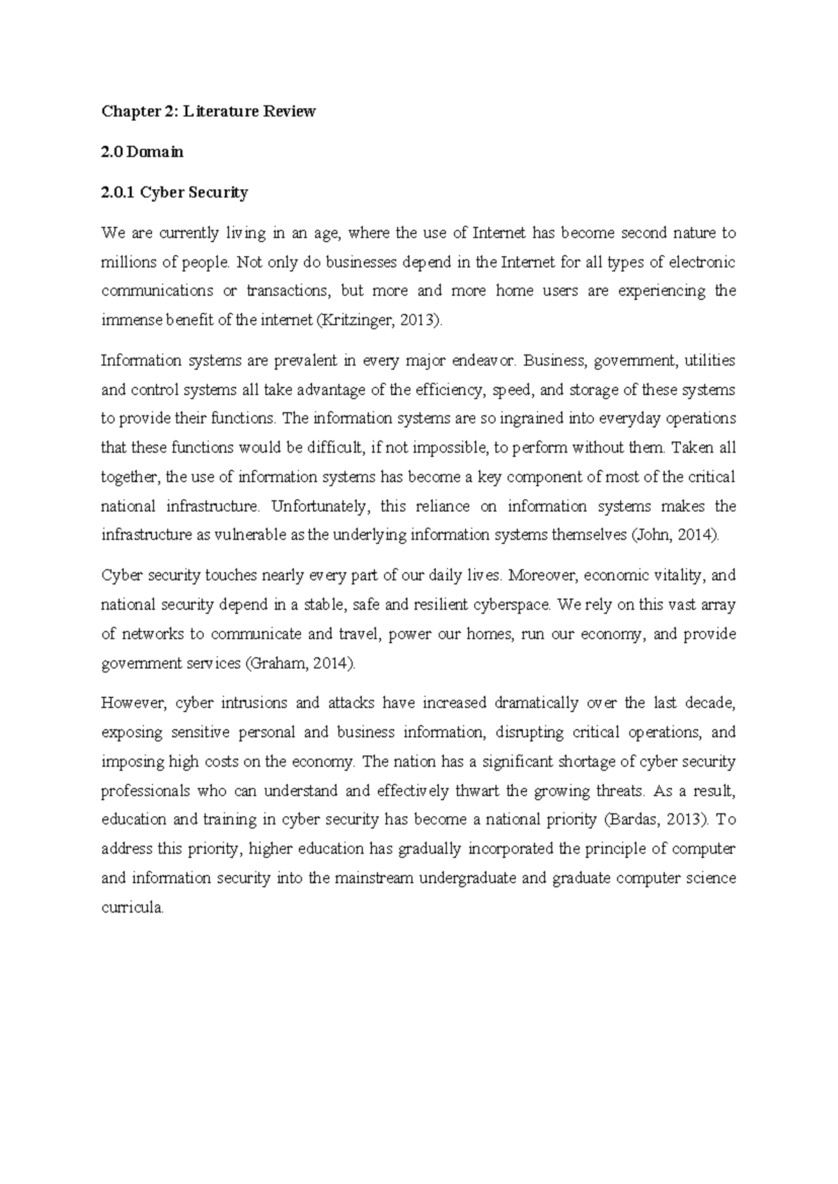 + FYP - Chapter 2 - Literature Review - Chapter 2: Literature Review 2 Domain 2.0 Cyber Security ...