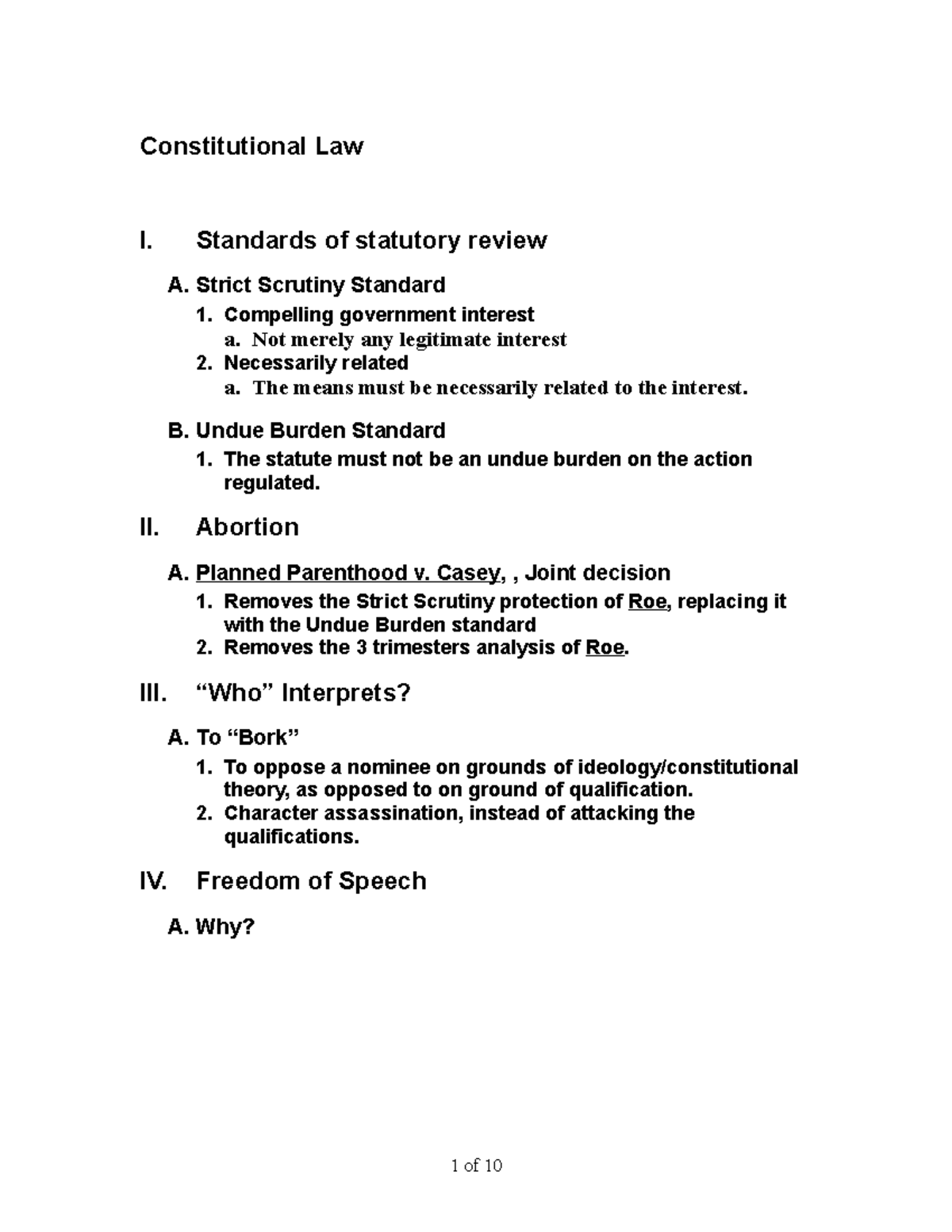 Constitutional Law - Prof. Cruz 3 - Constitutional Law I. Standards of ...